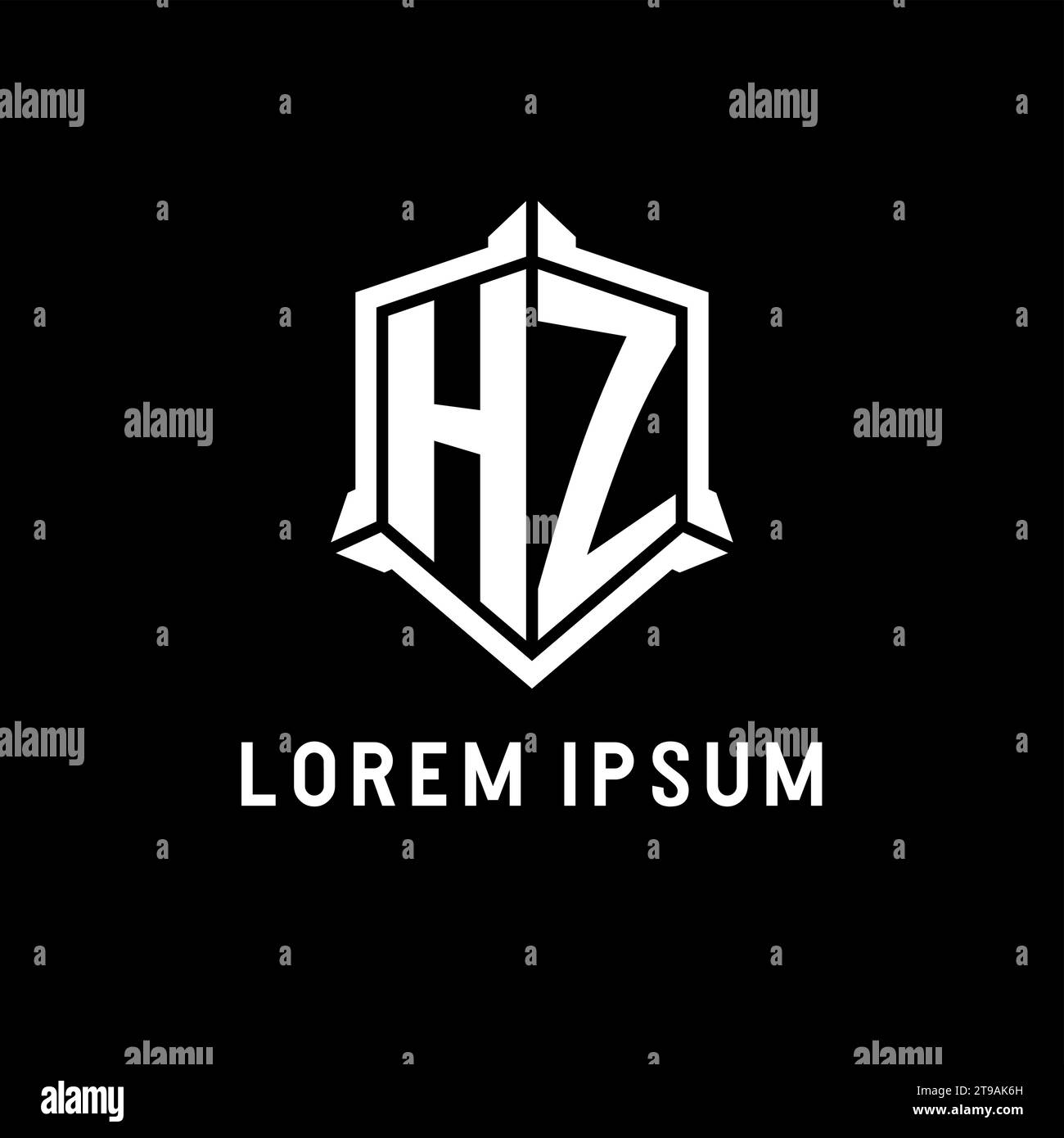 HZ logo initial with shield shape design style vector graphic Stock ...