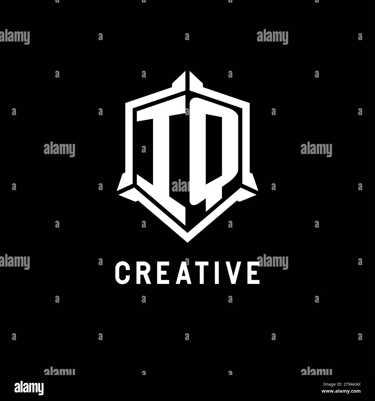 IQ logo initial with shield shape design style vector graphic Stock ...