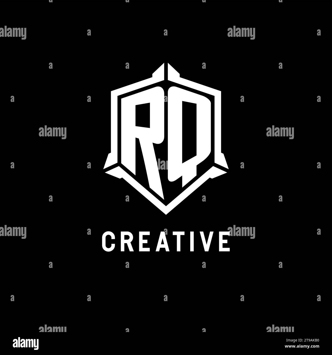 RQ logo initial with shield shape design style vector graphic Stock ...