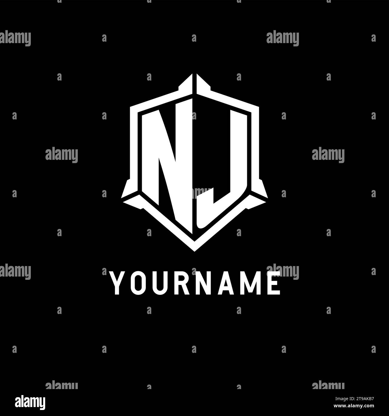 Nj Logo Initial With Shield Shape Design Style Vector Graphic Stock Vector Image And Art Alamy
