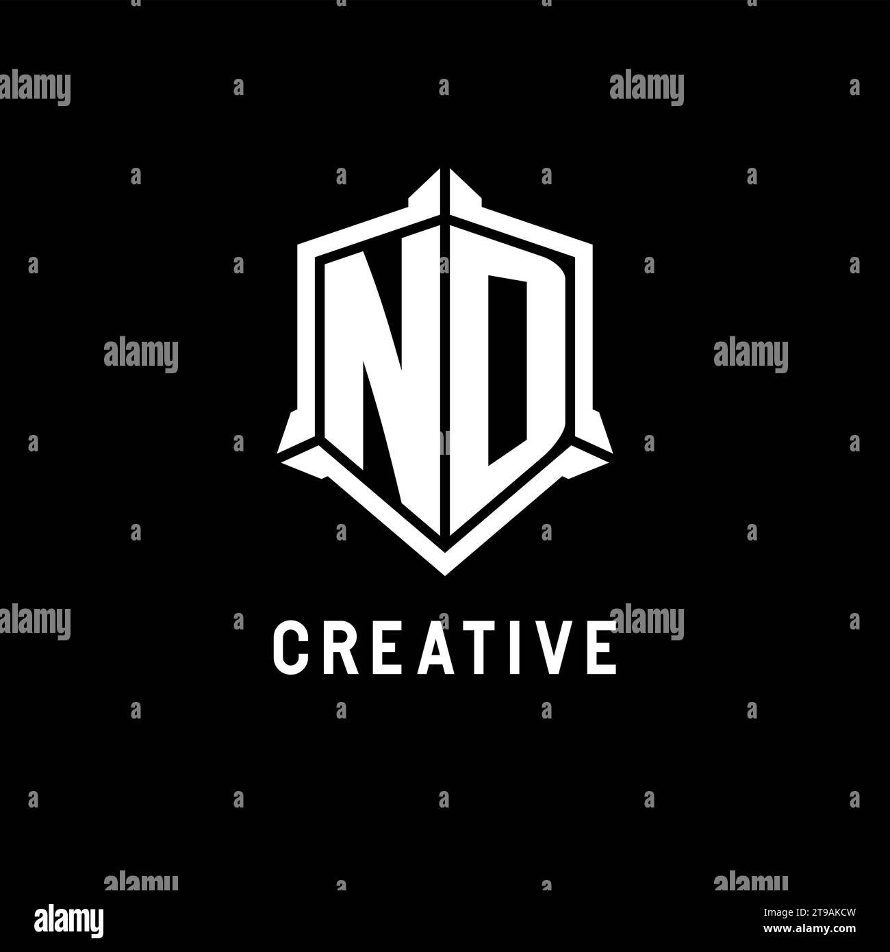 ND logo initial with shield shape design style vector graphic Stock ...