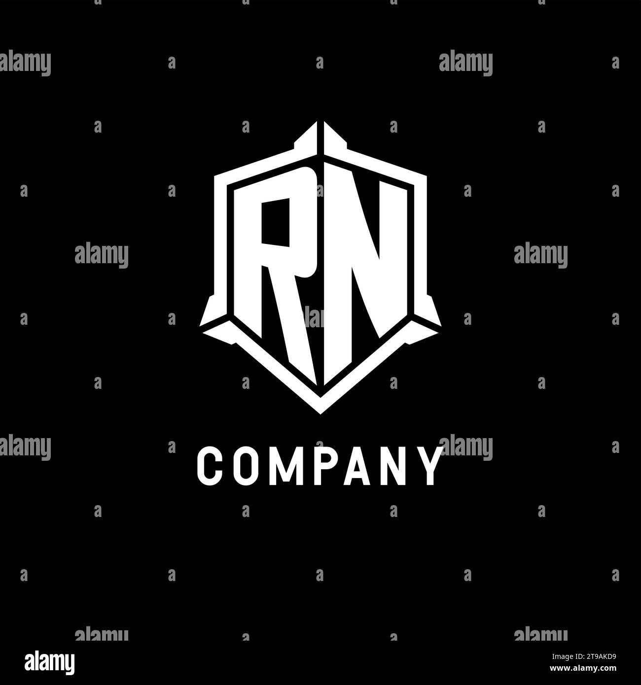 RN logo initial with shield shape design style vector graphic Stock ...