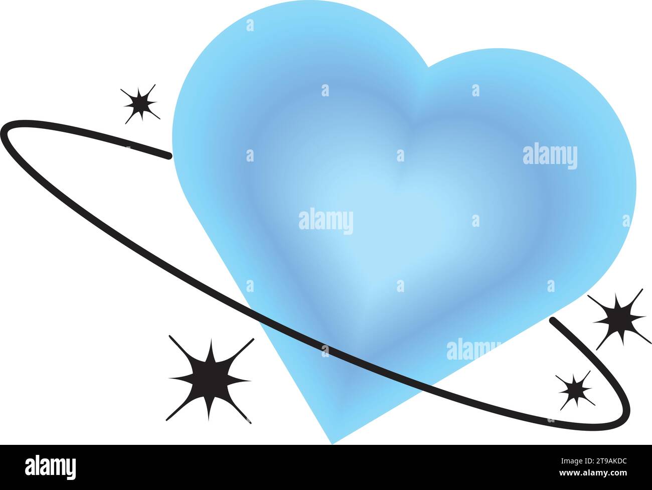 Blurry blue heart aura aesthetic element with linear form and sparkle ...