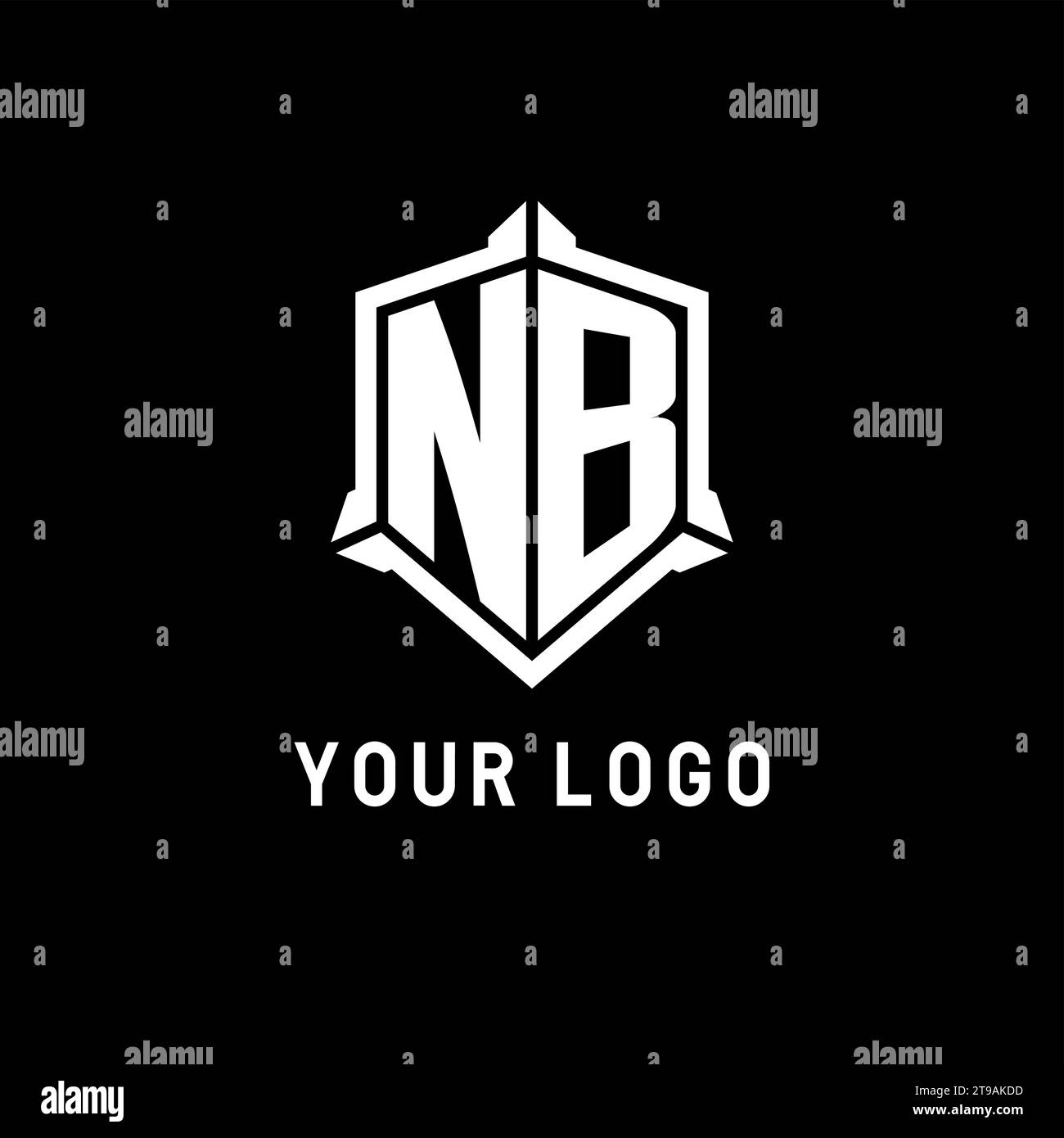 NB logo initial with shield shape design style vector graphic Stock ...