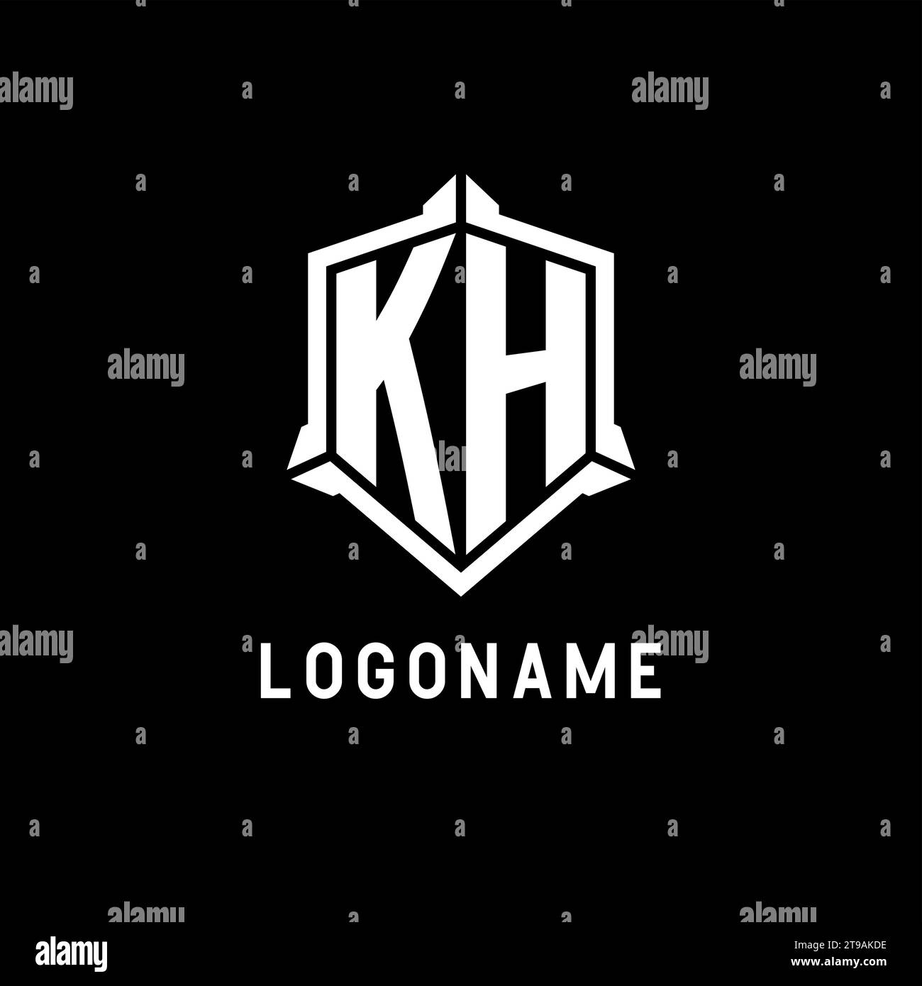 KH logo initial with shield shape design style vector graphic Stock ...