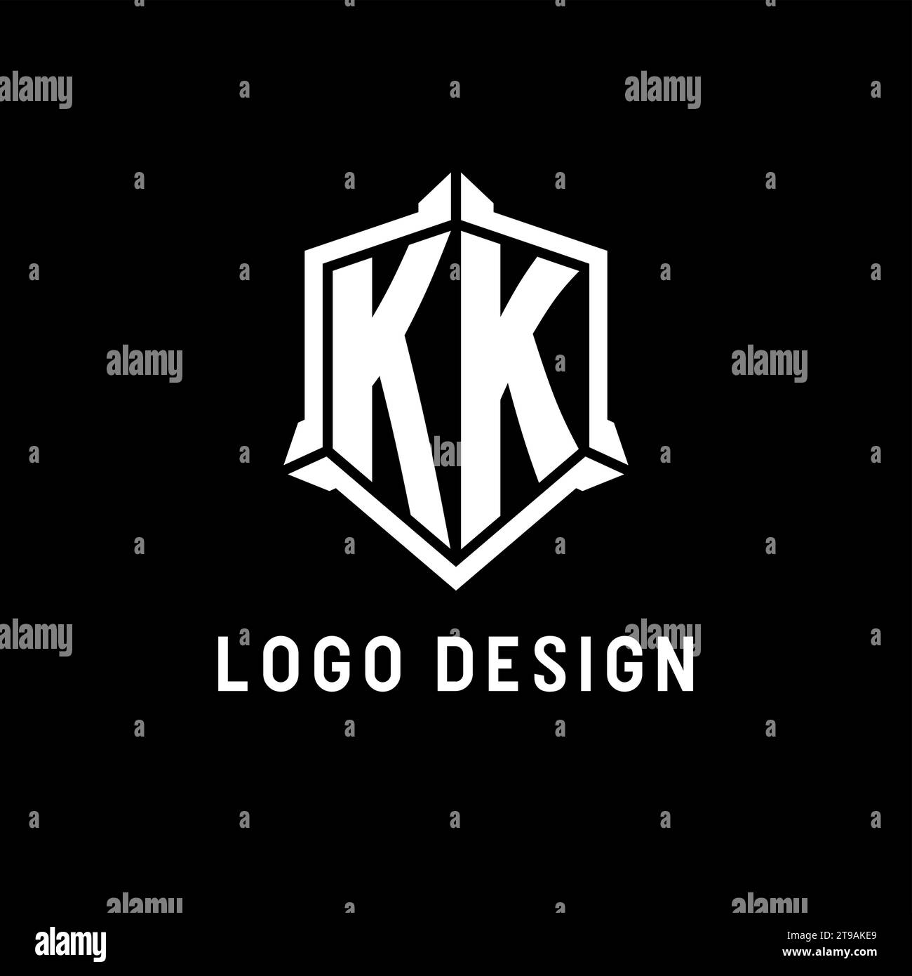 KK logo initial with shield shape design style vector graphic Stock ...