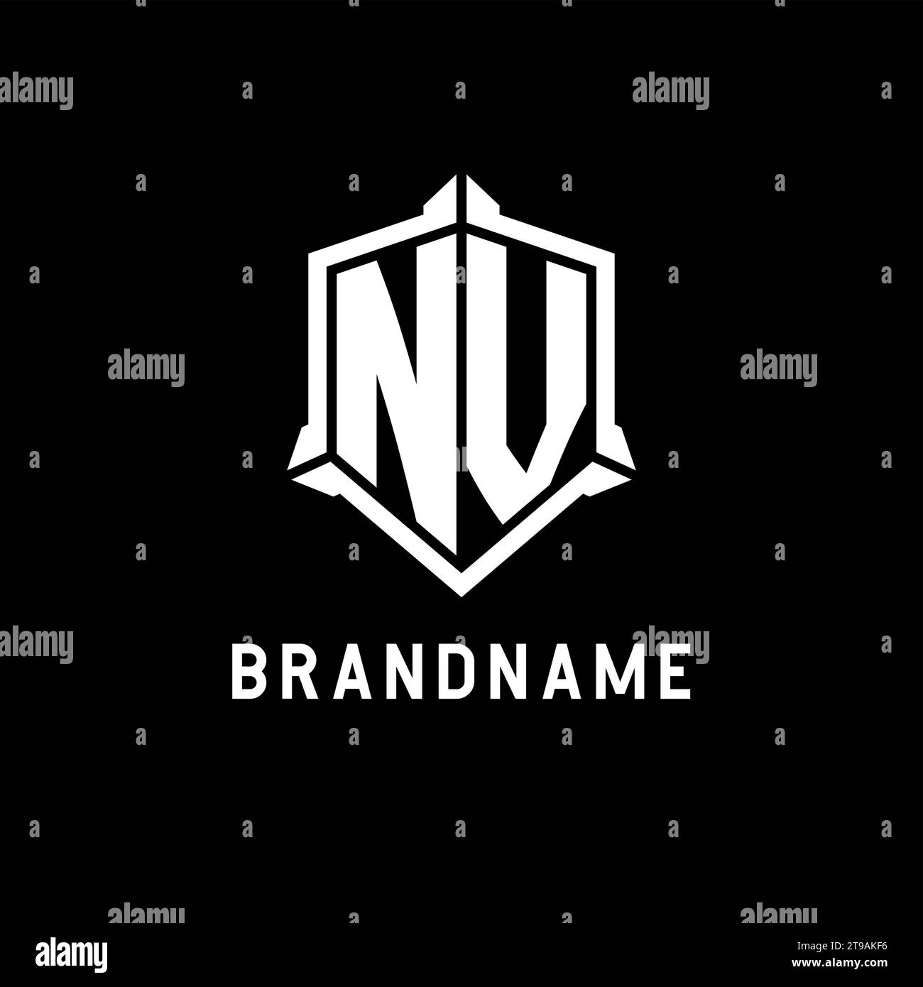 NV logo initial with shield shape design style vector graphic Stock ...