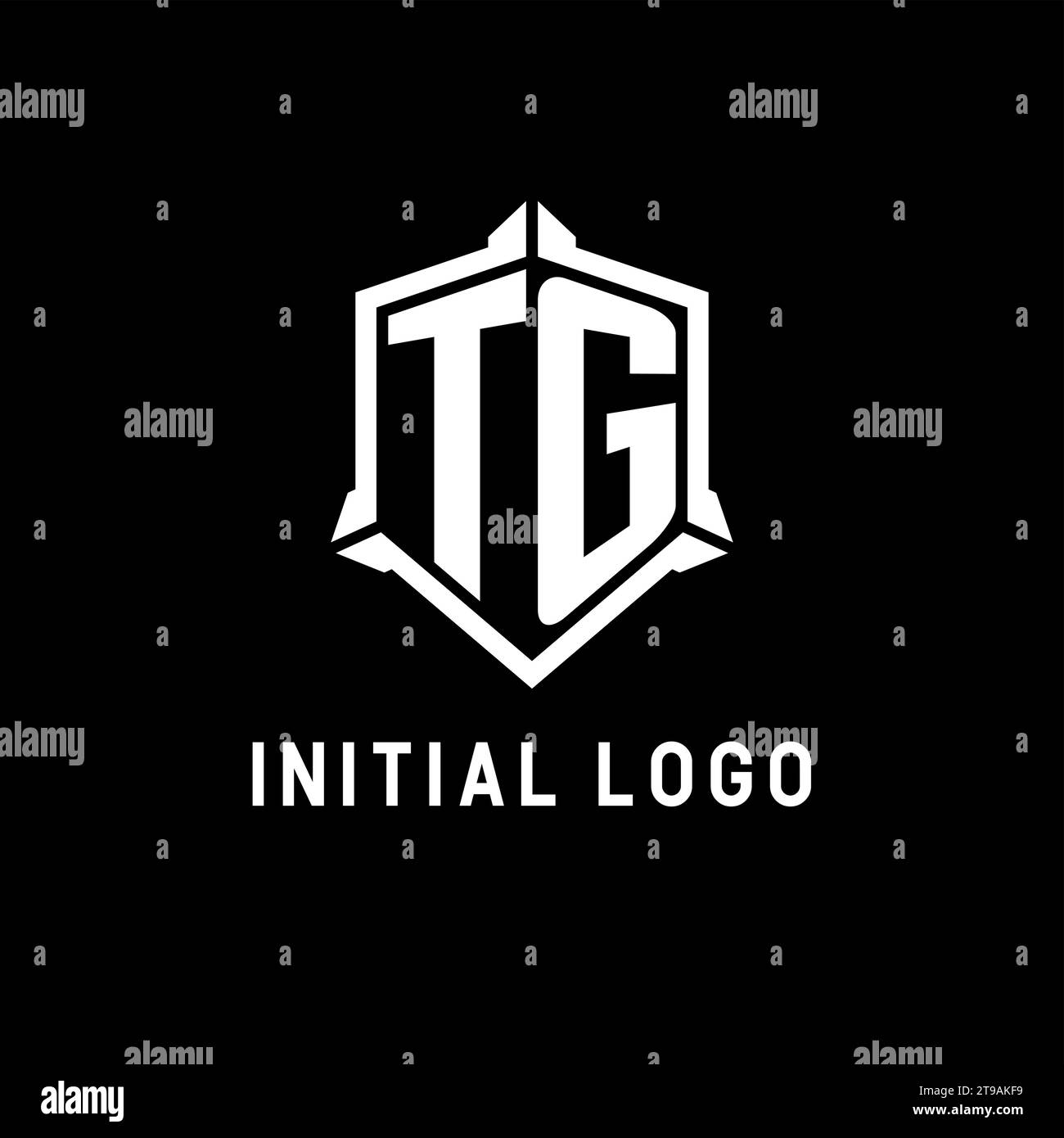 TG logo initial with shield shape design style vector graphic Stock ...