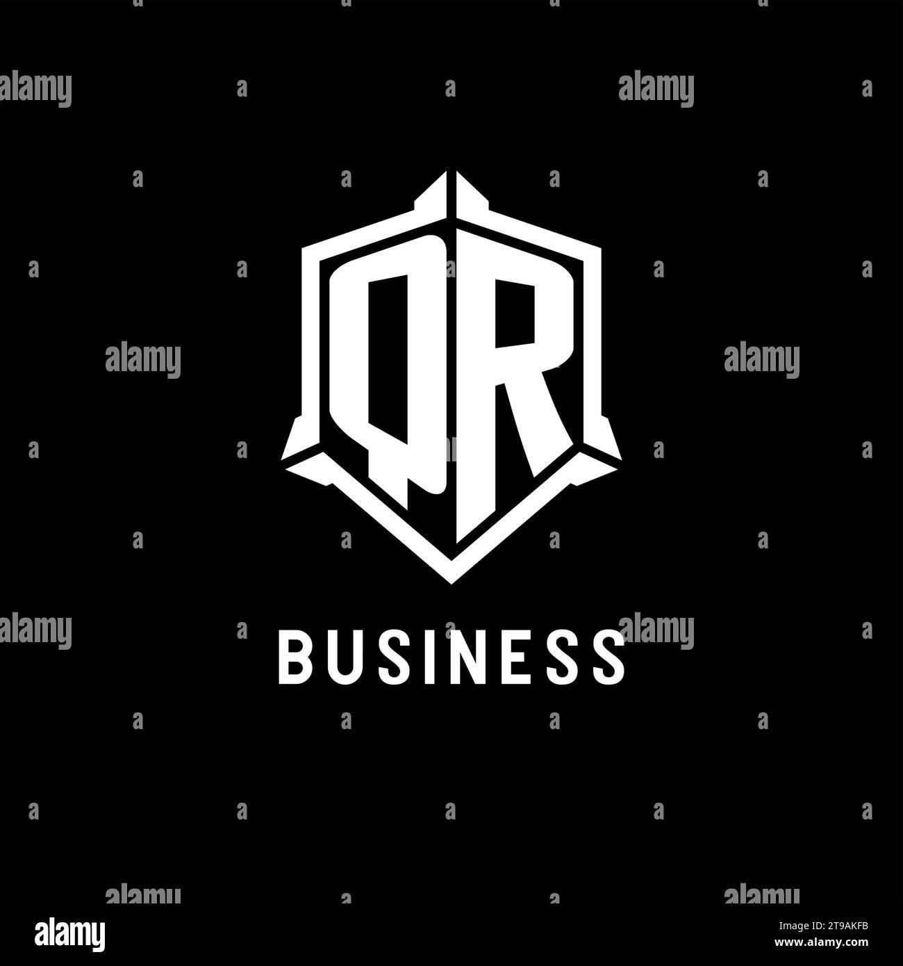 QR logo initial with shield shape design style vector graphic Stock ...