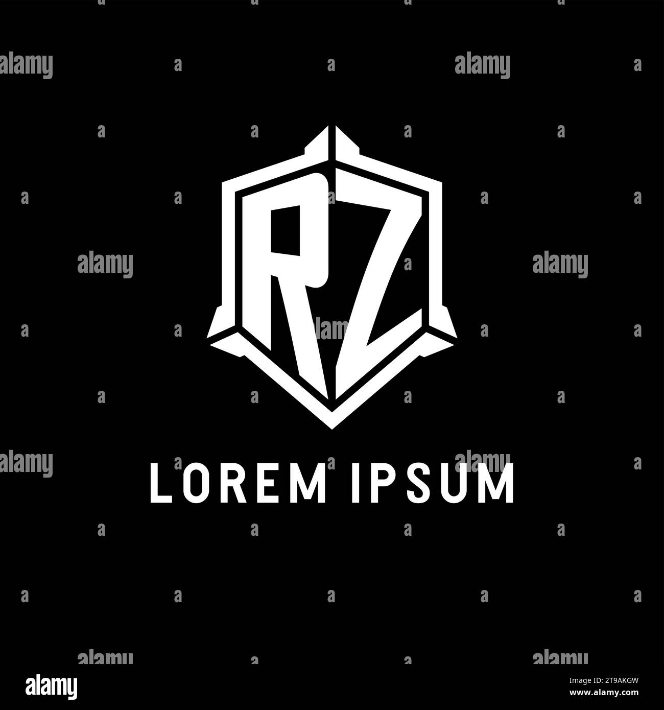 RZ logo initial with shield shape design style vector graphic Stock ...