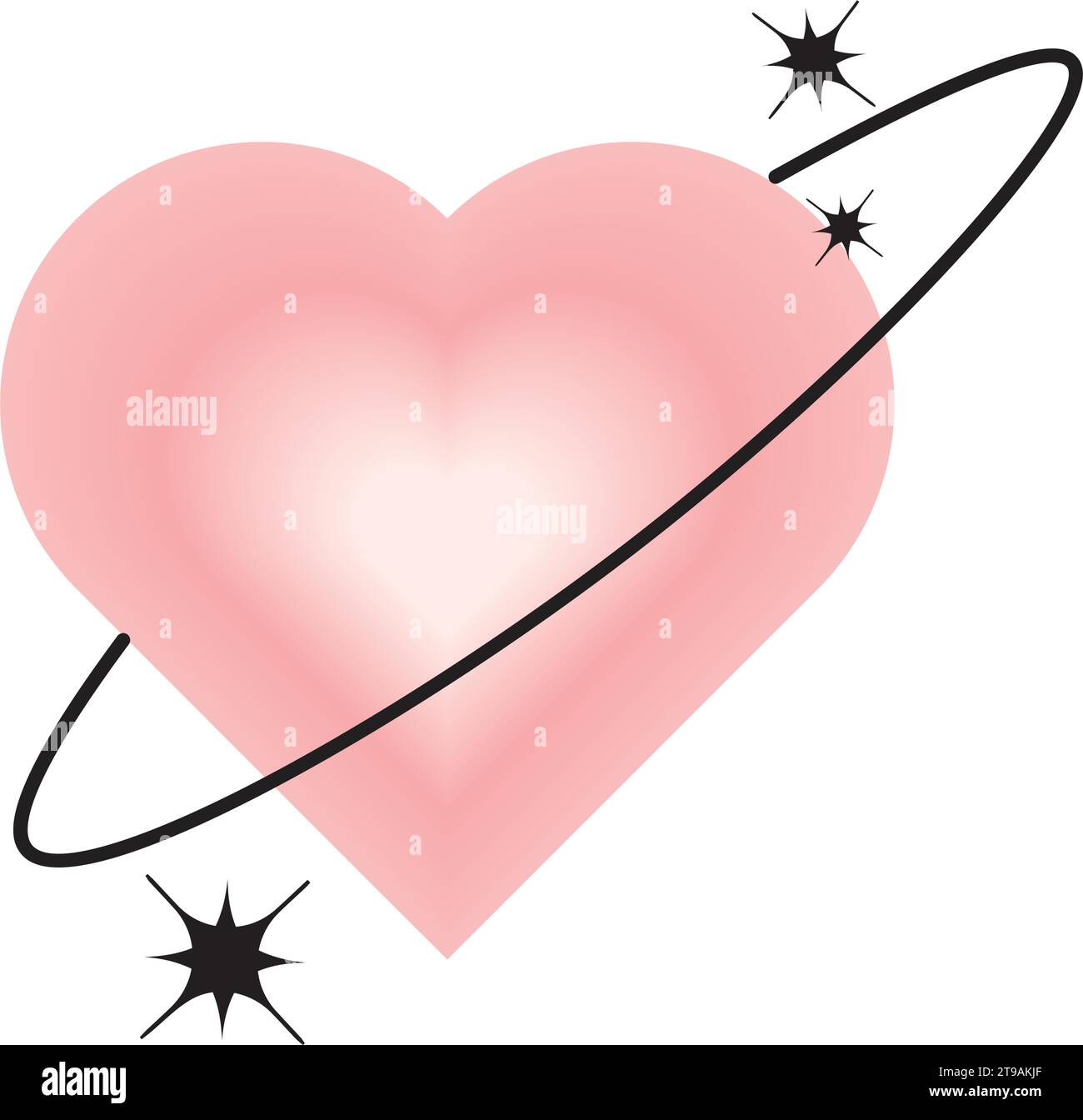 Blurry pink heart aura aesthetic element with linear form and sparkle ...