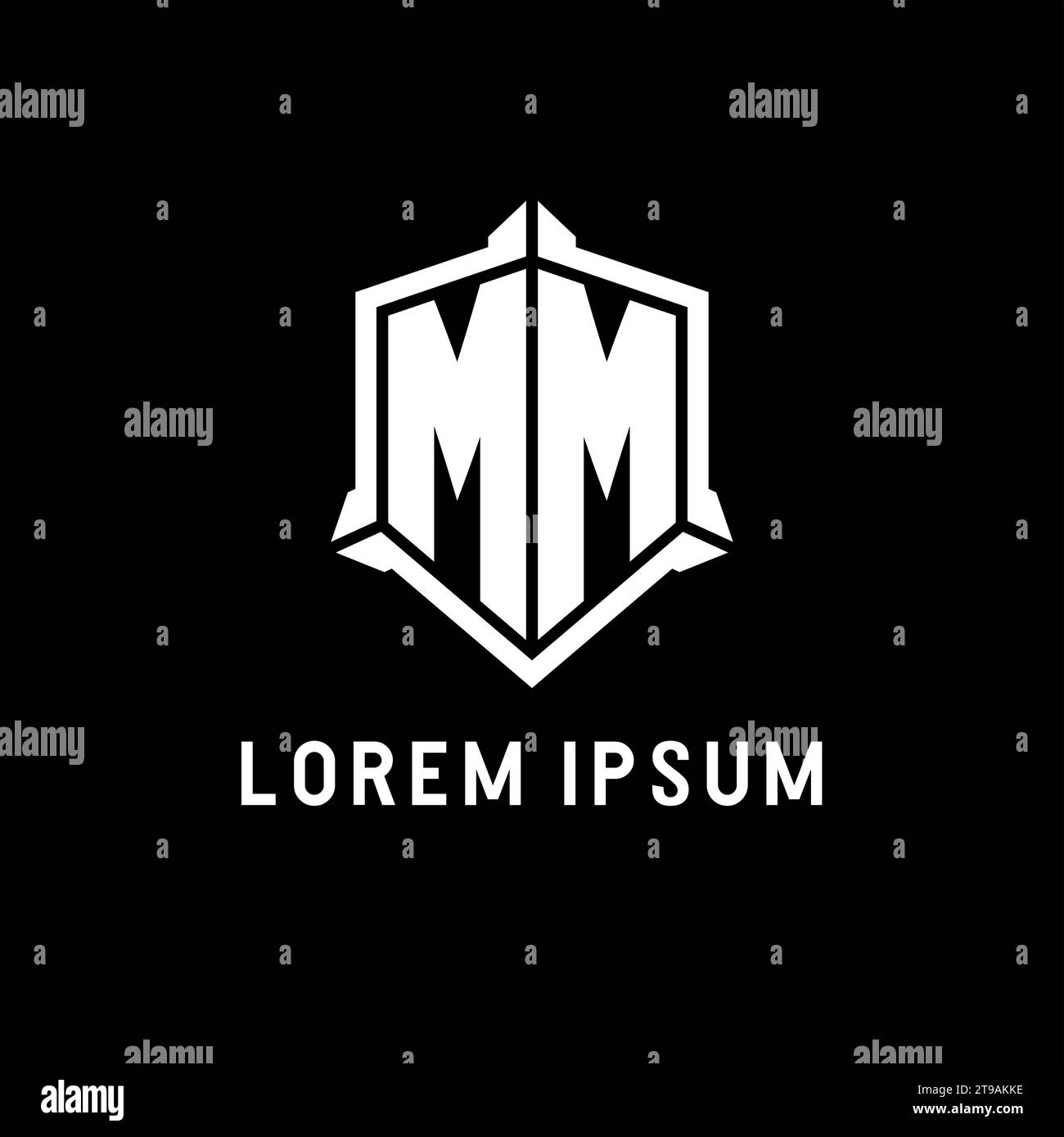 MM logo initial with shield shape design style vector graphic Stock ...