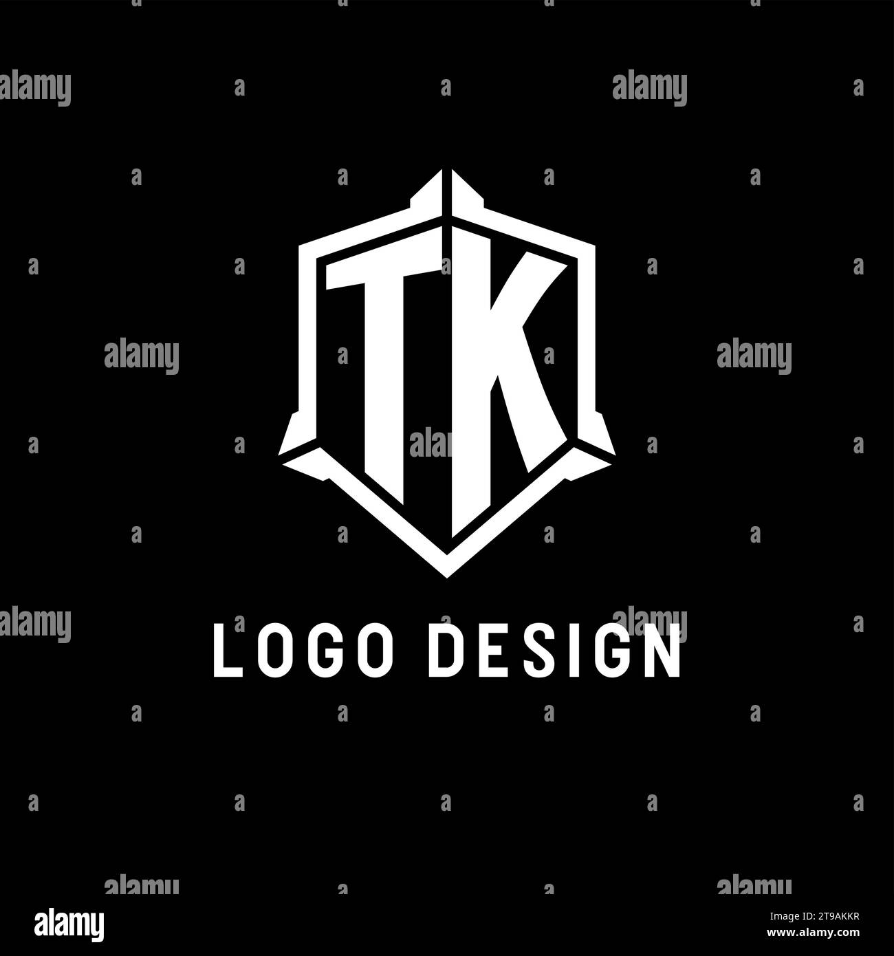 TK logo initial with shield shape design style vector graphic Stock ...