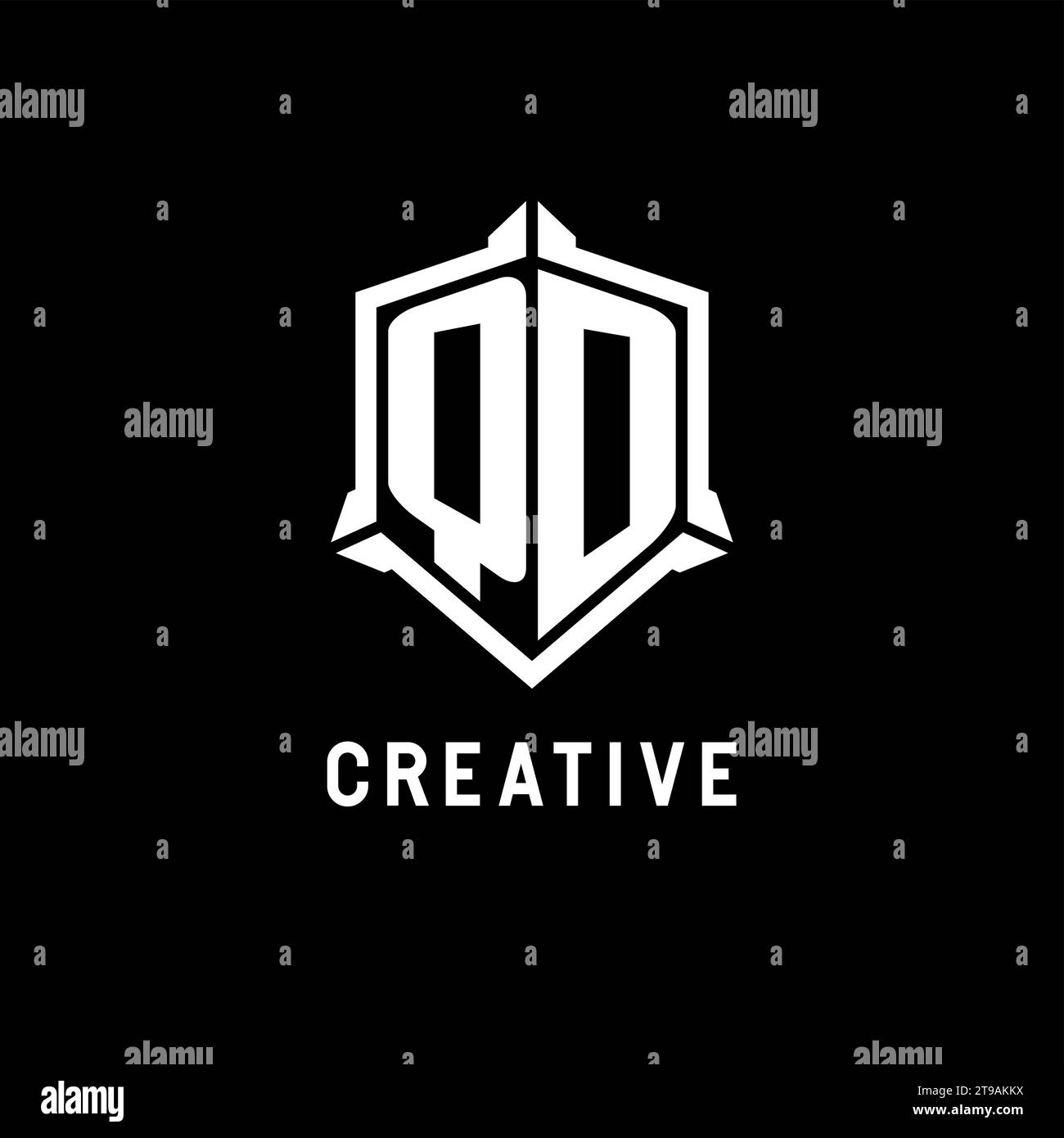 QD logo initial with shield shape design style vector graphic Stock ...