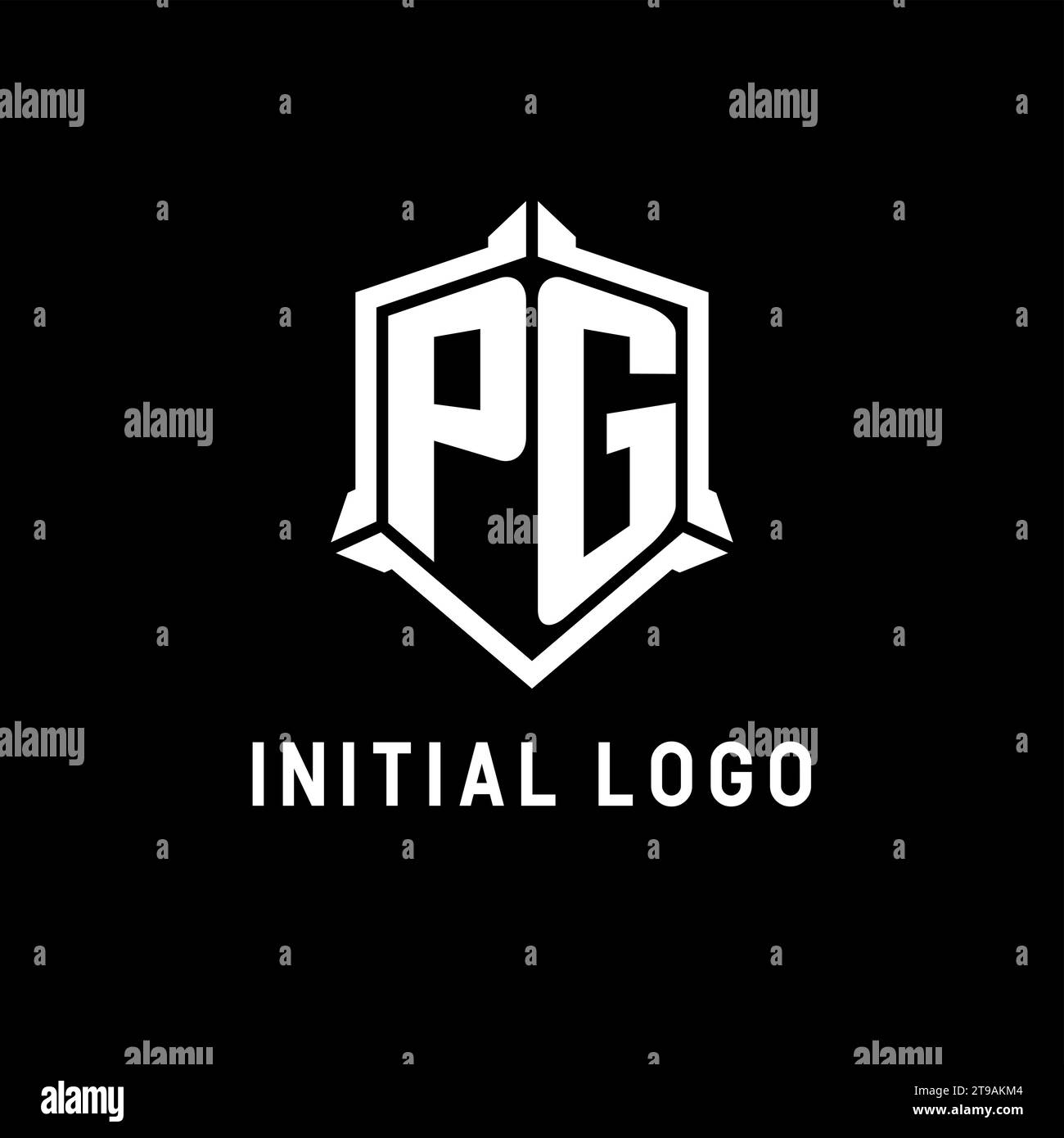 PG logo initial with shield shape design style vector graphic Stock ...