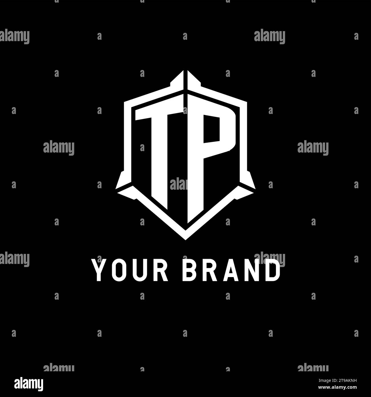 TP logo initial with shield shape design style vector graphic Stock ...