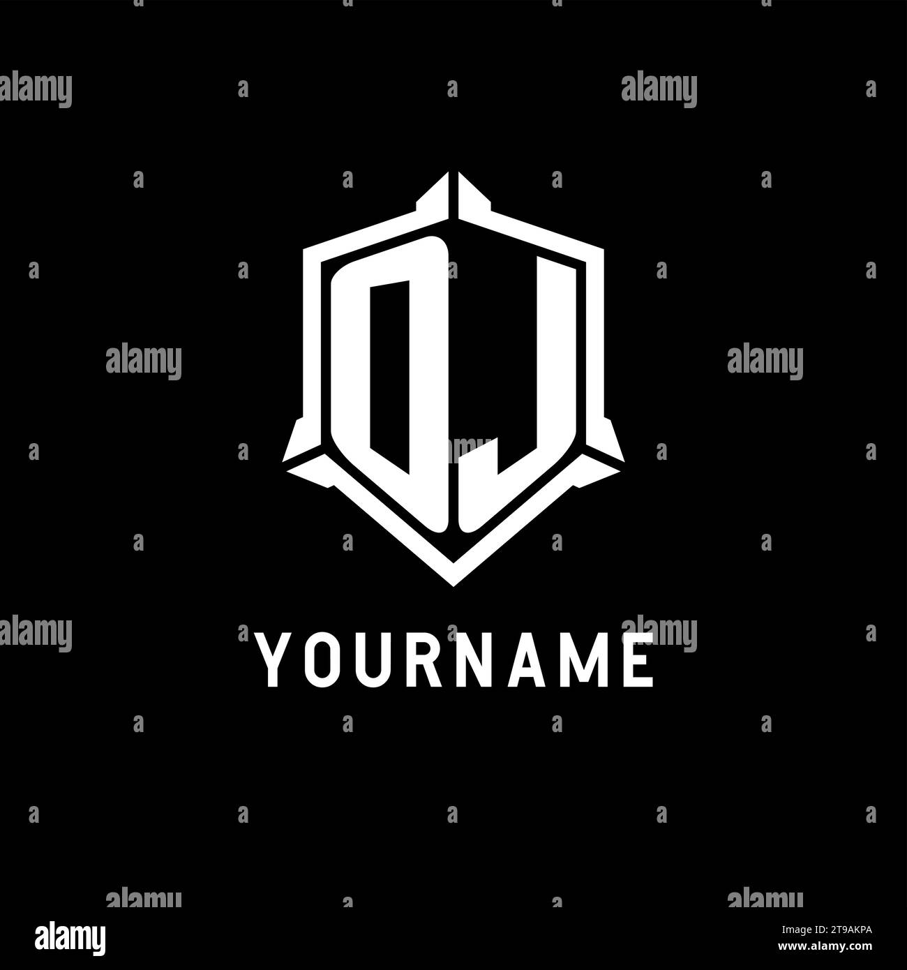 OJ logo initial with shield shape design style vector graphic Stock ...