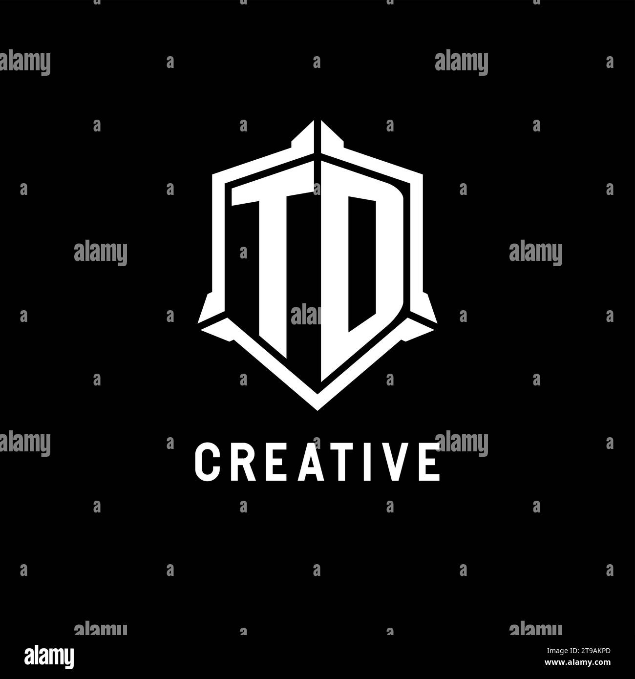 TD logo initial with shield shape design style vector graphic Stock ...
