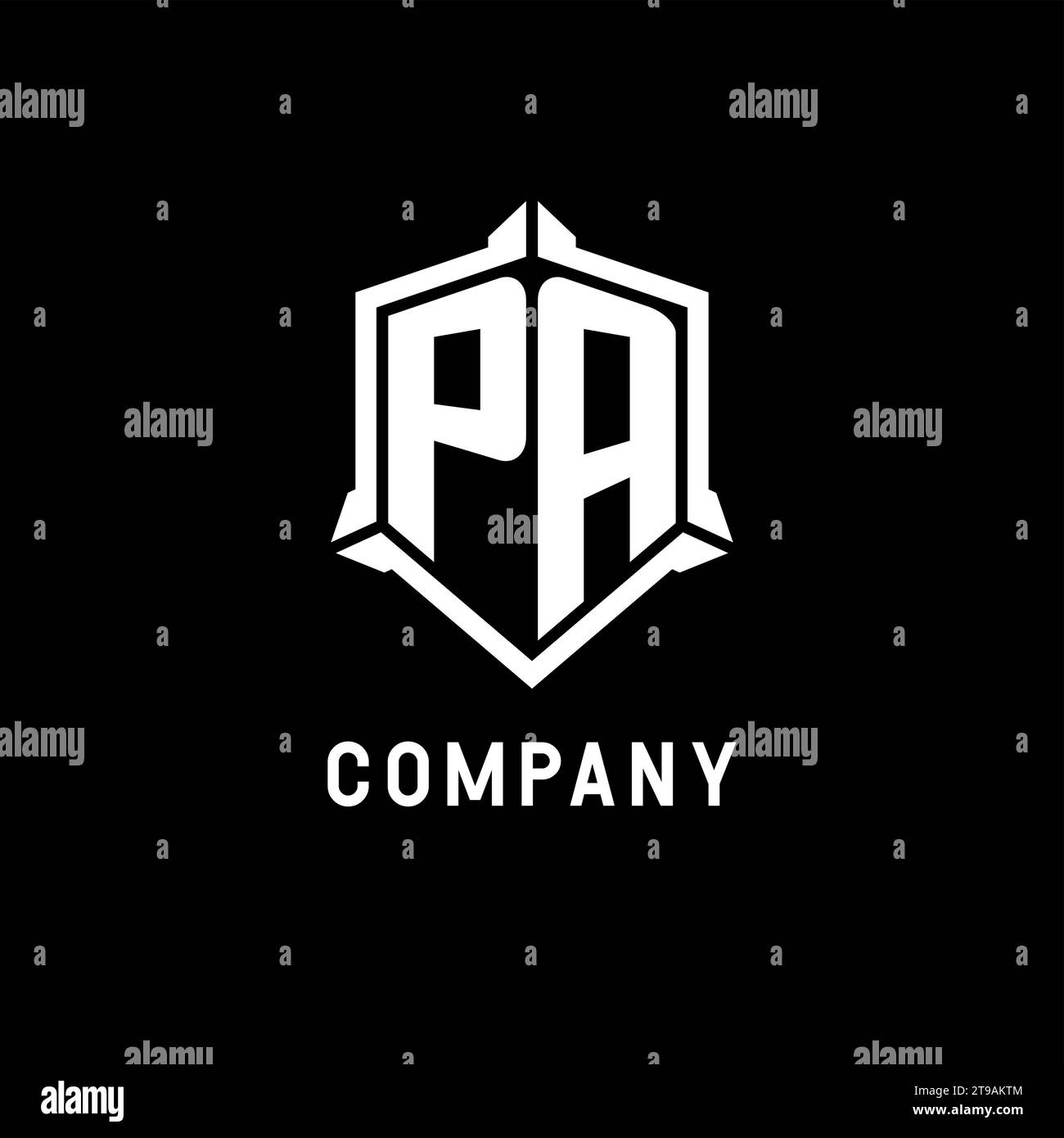 PA logo initial with shield shape design style vector graphic Stock ...