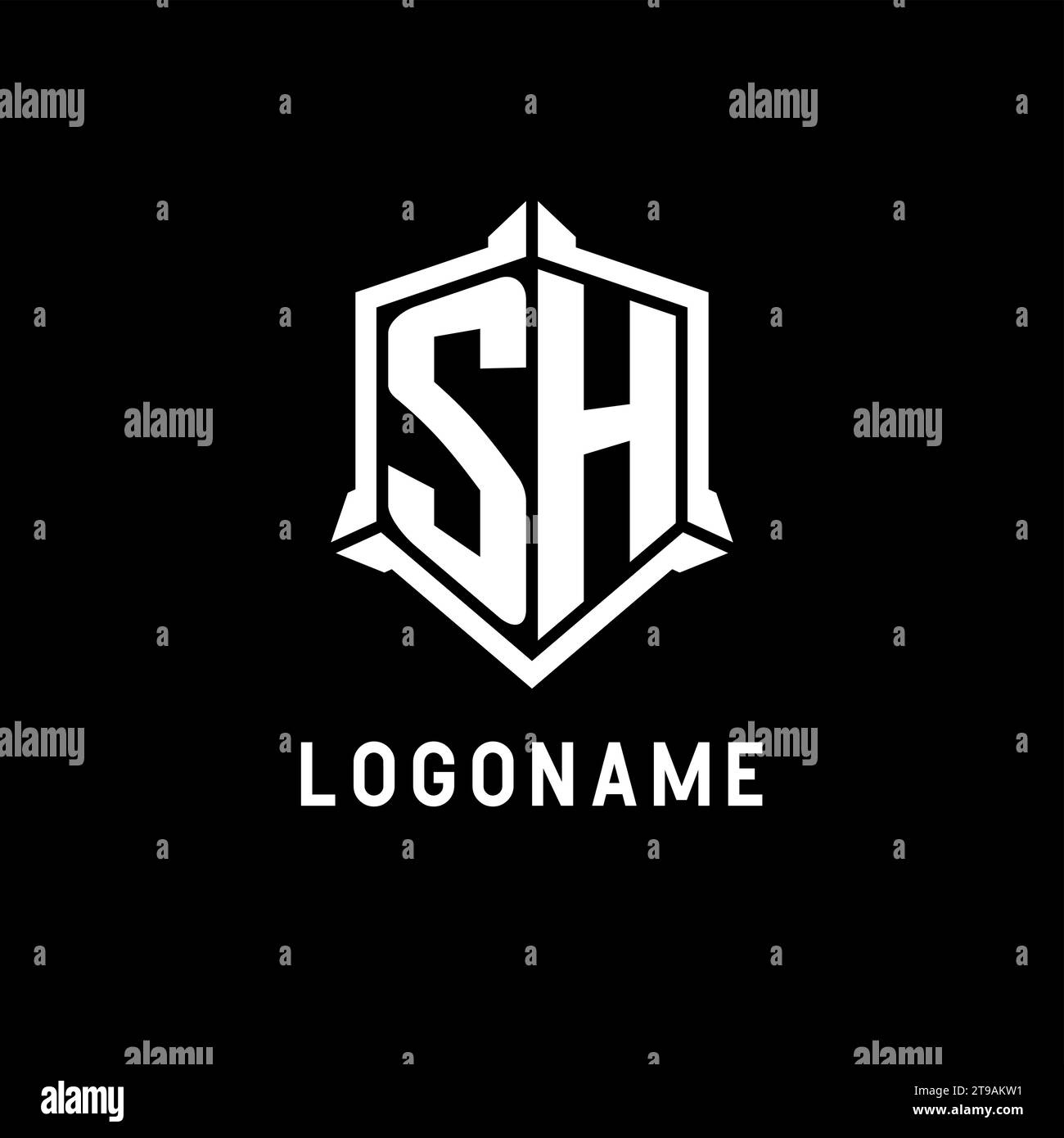 SH logo initial with shield shape design style vector graphic Stock ...