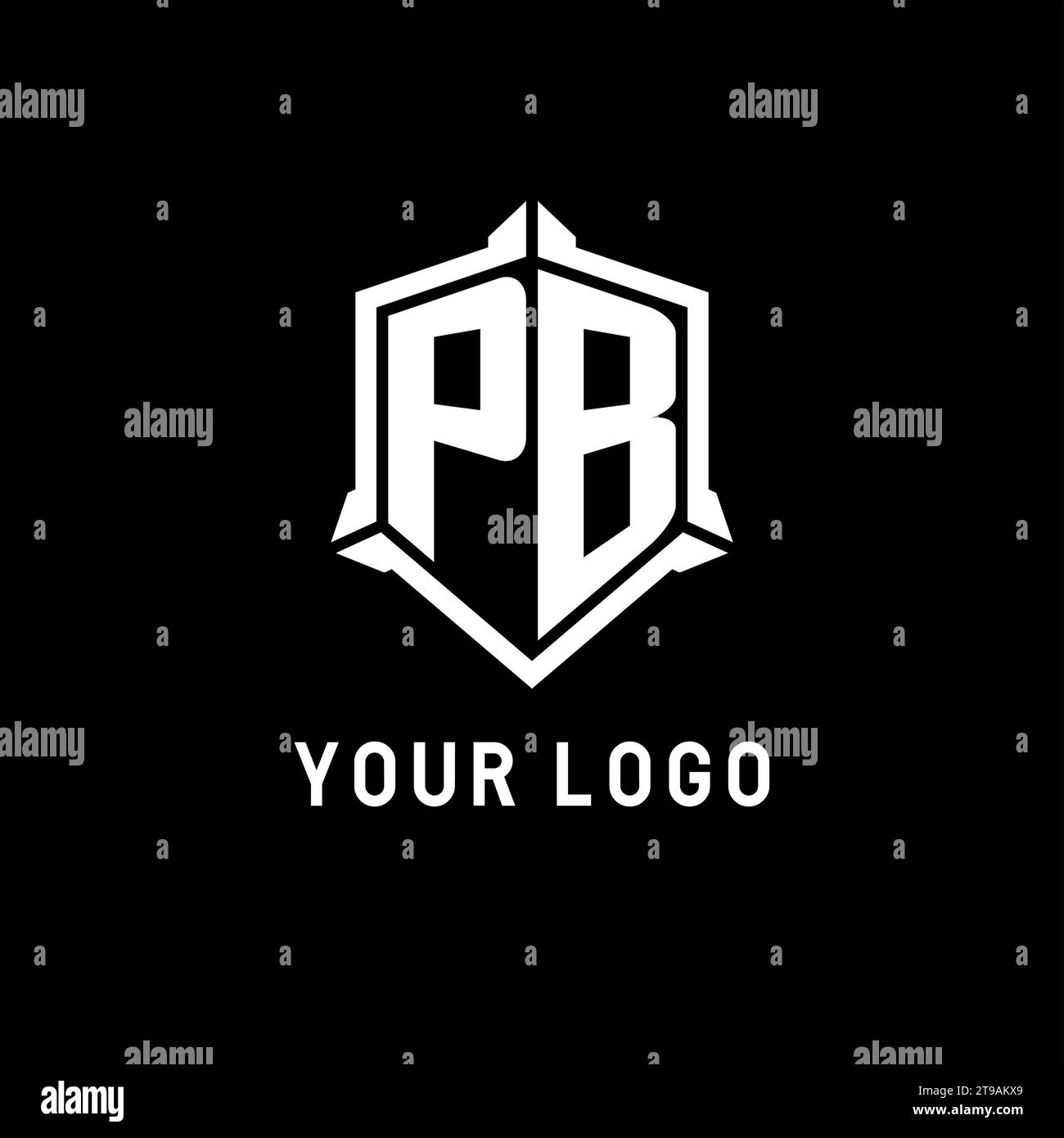 PB logo initial with shield shape design style vector graphic Stock ...