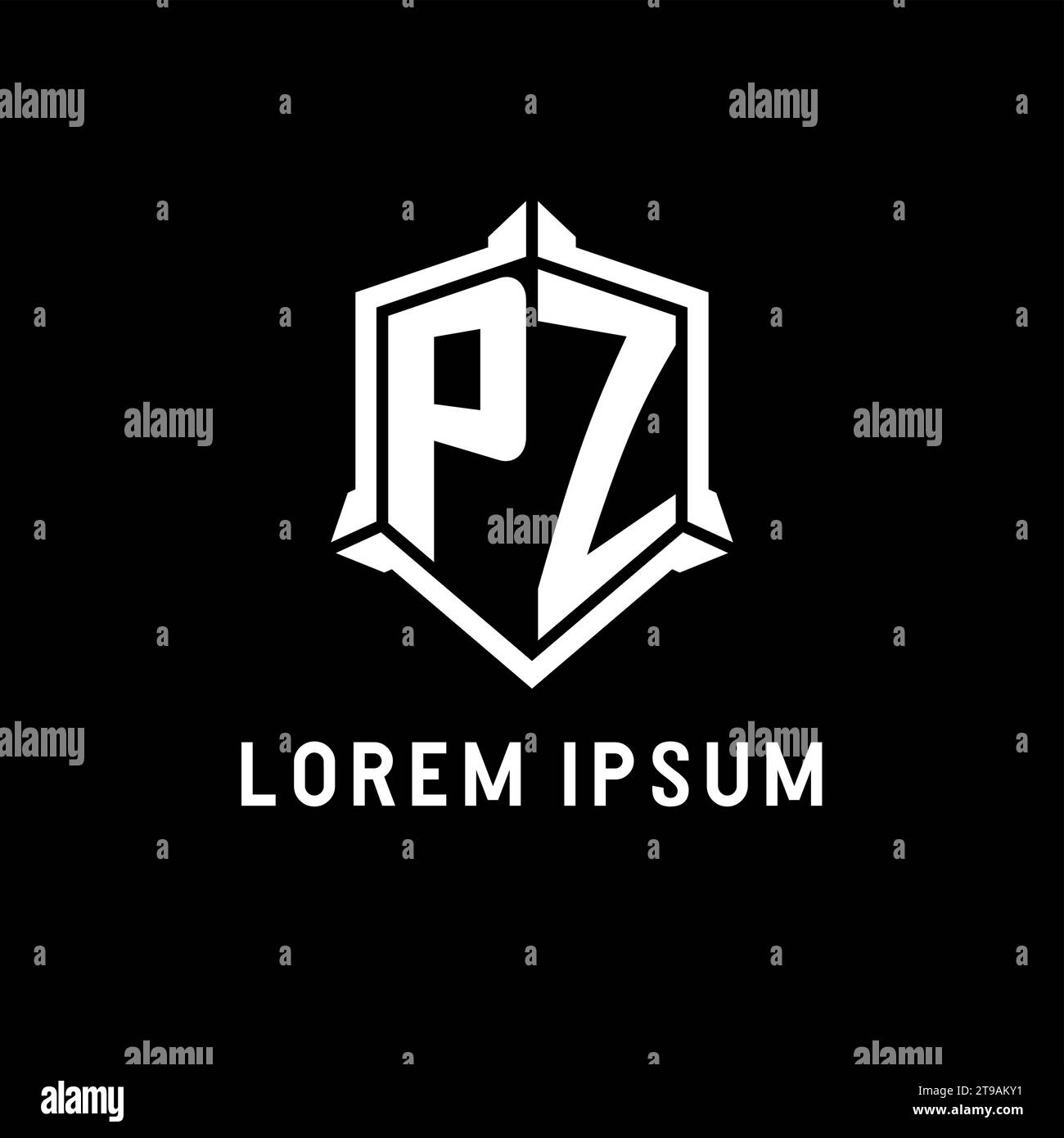 PZ logo initial with shield shape design style vector graphic Stock ...