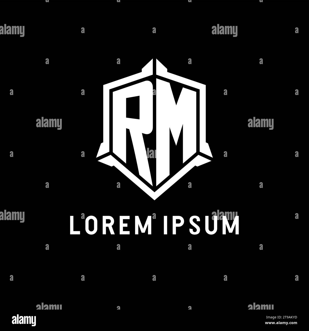 RM logo initial with shield shape design style vector graphic Stock ...
