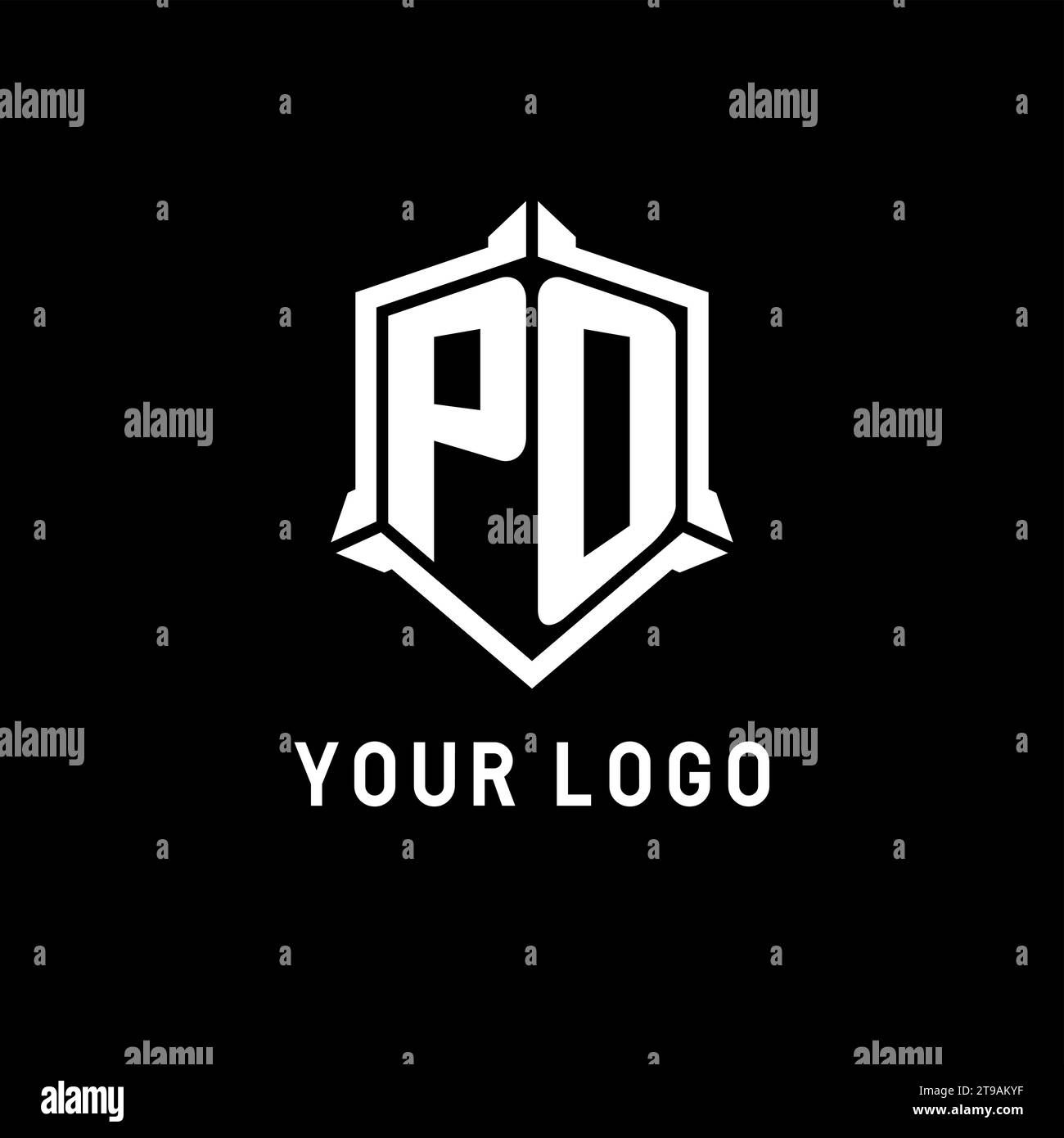 PO logo initial with shield shape design style vector graphic Stock ...