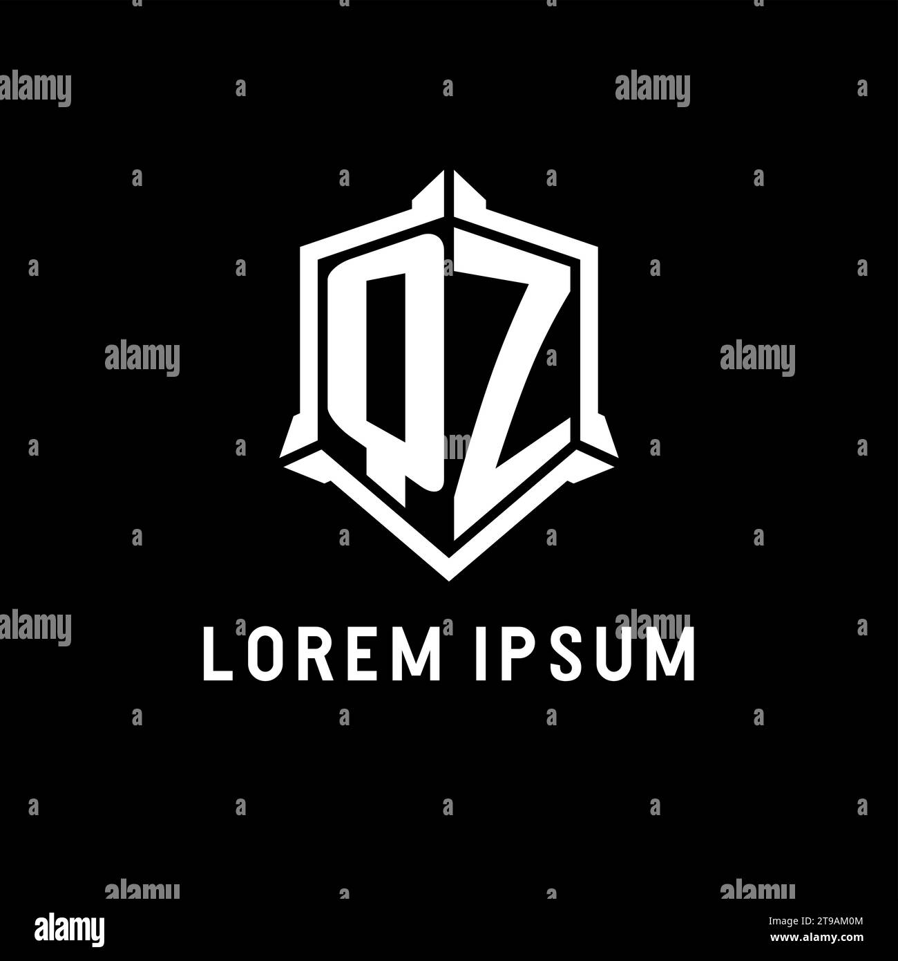 QZ logo initial with shield shape design style vector graphic Stock ...