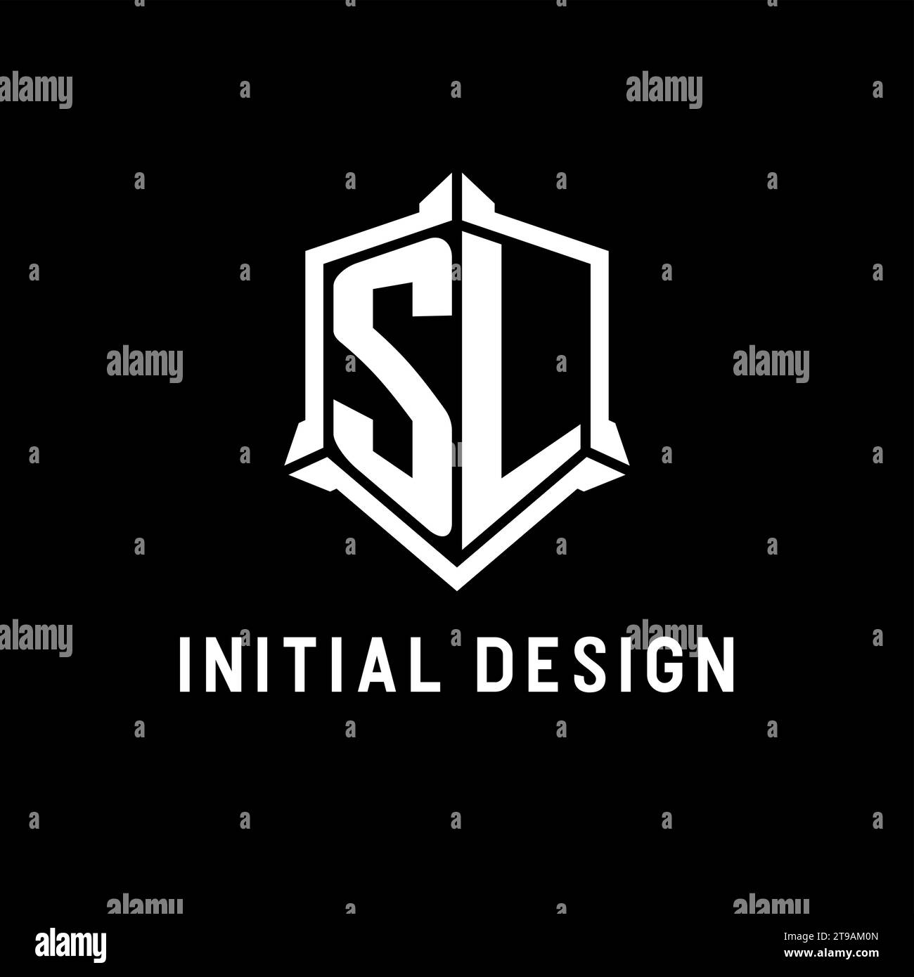 SL logo initial with shield shape design style vector graphic Stock ...