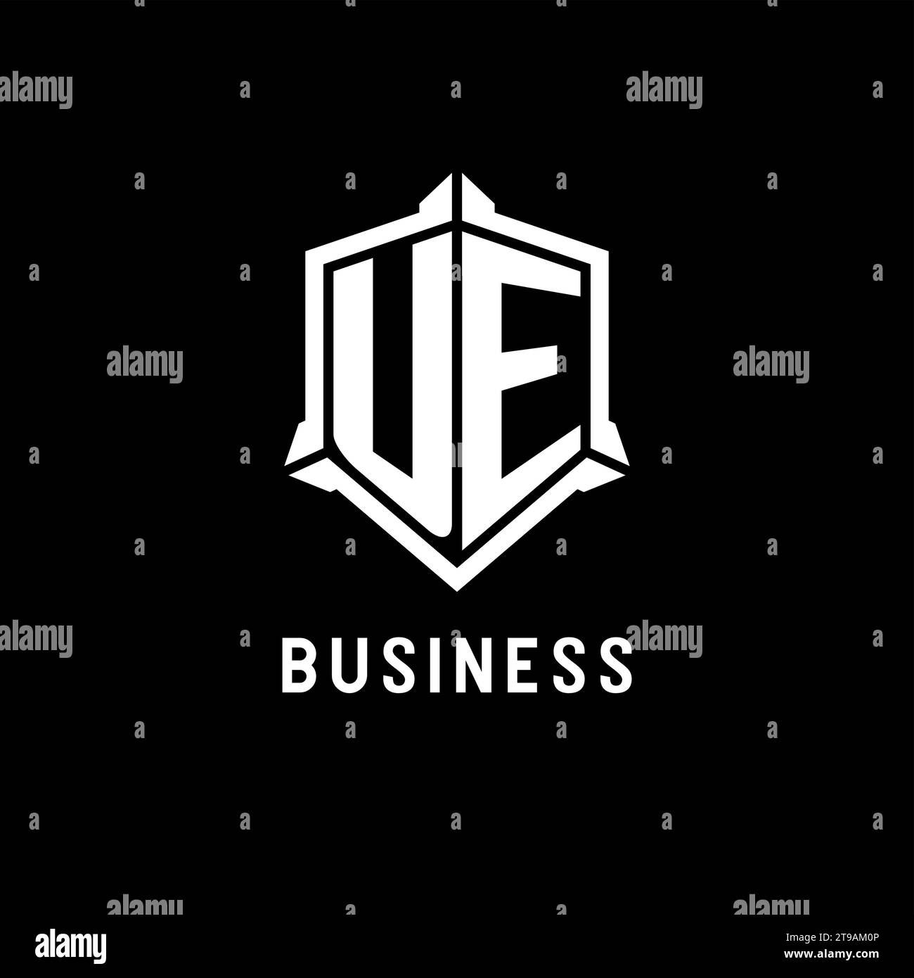 UE logo initial with shield shape design style vector graphic Stock ...
