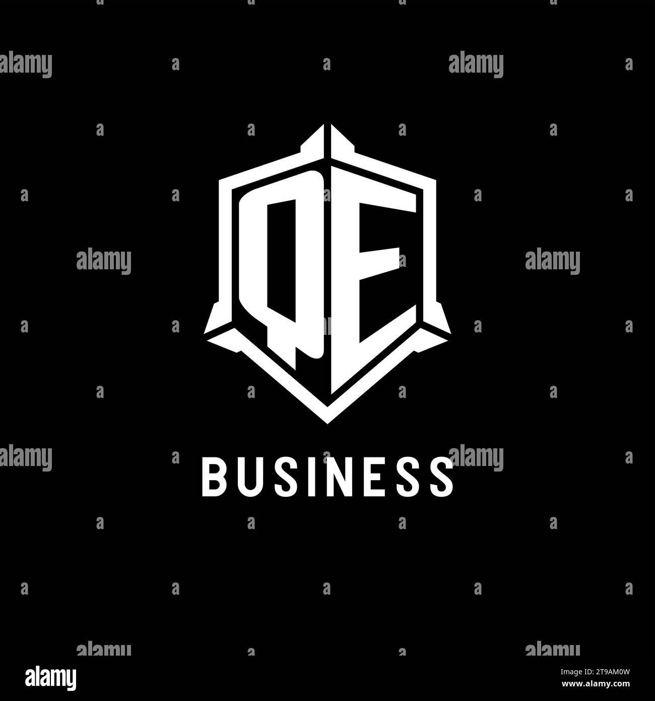QE logo initial with shield shape design style vector graphic Stock ...