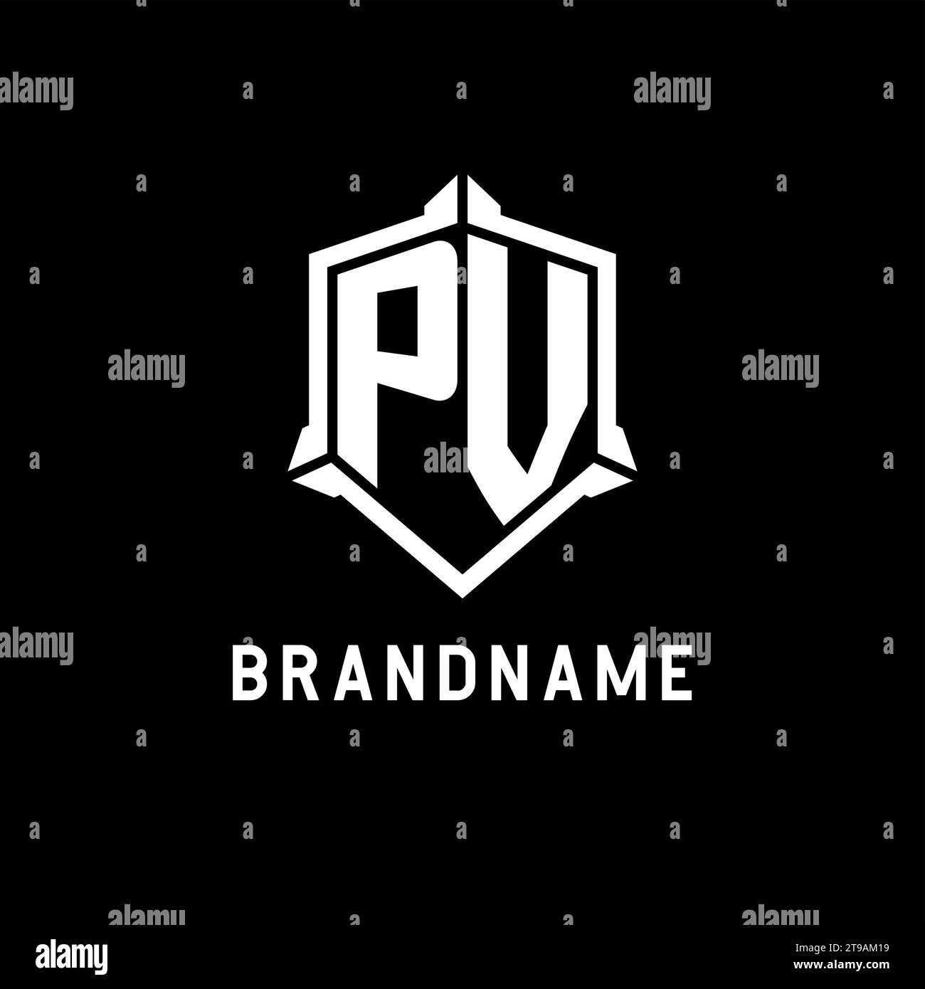 PV logo initial with shield shape design style vector graphic Stock ...
