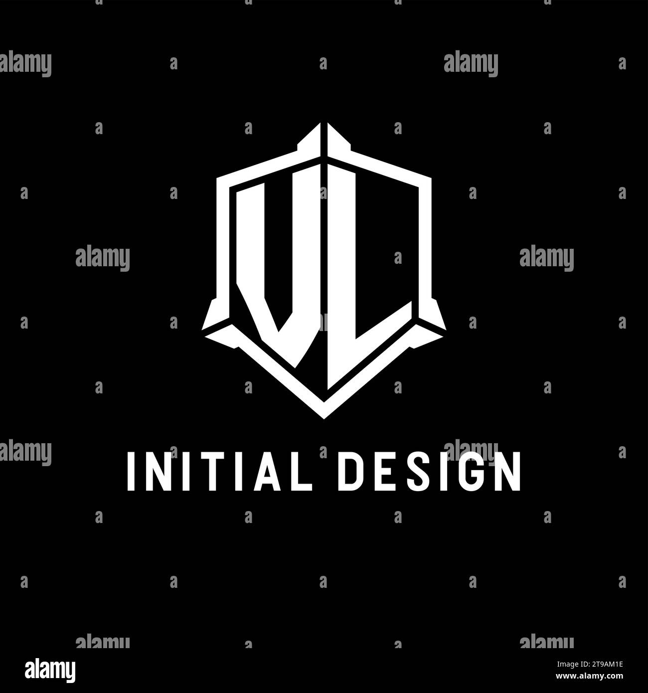 VL logo initial with shield shape design style vector graphic Stock ...