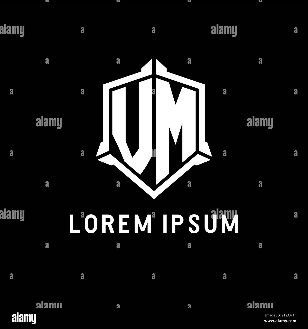 VM logo initial with shield shape design style vector graphic Stock ...
