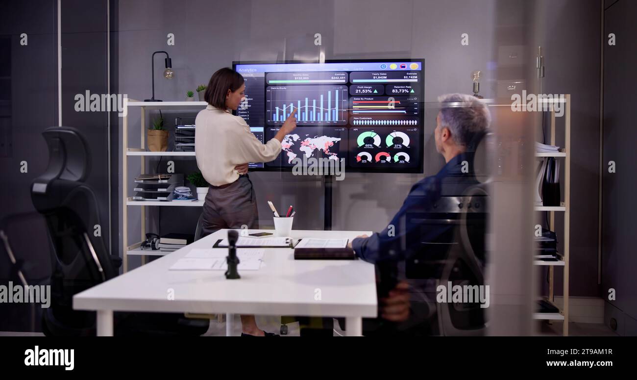 Professional Team in a Conference Room with TV Screen and Board for ...