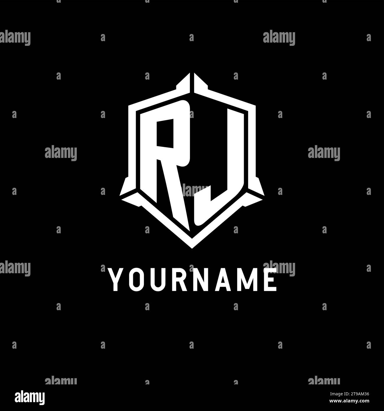 RJ logo initial with shield shape design style vector graphic Stock ...