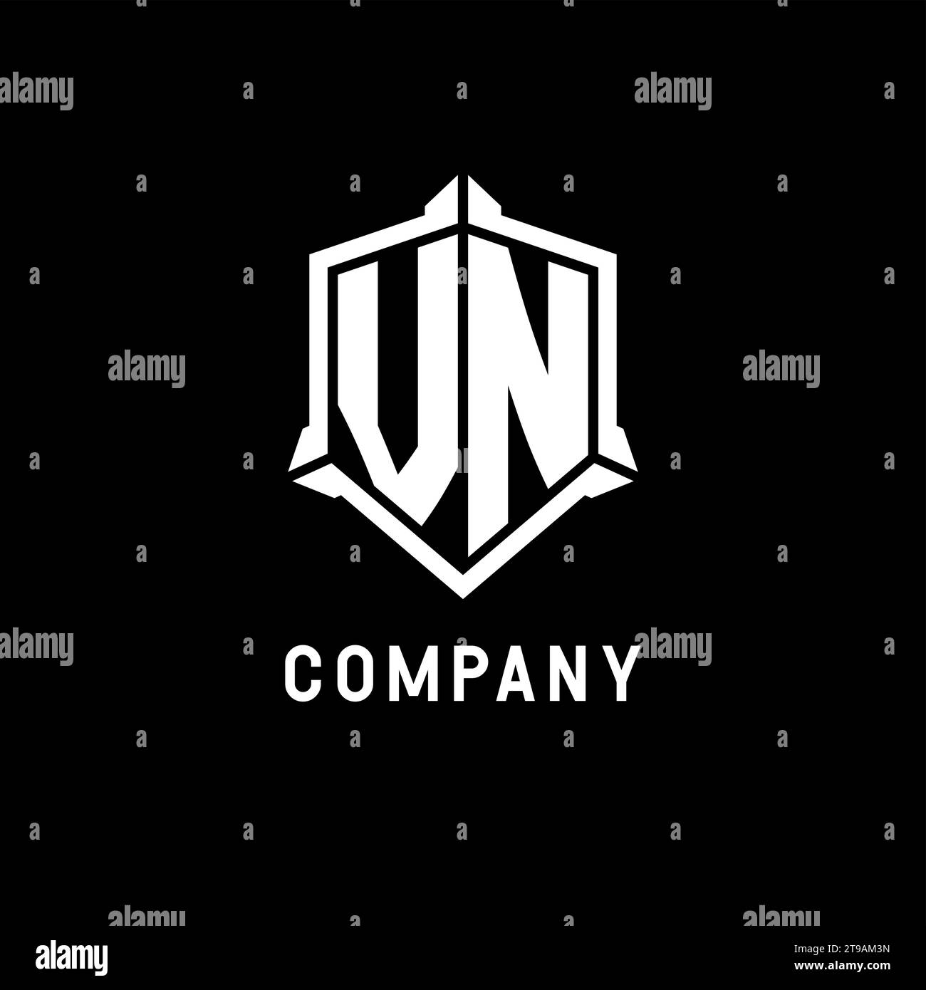 VN logo initial with shield shape design style vector graphic Stock ...