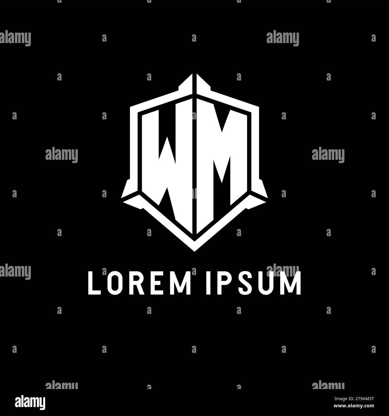 WM logo initial with shield shape design style vector graphic Stock Vector Image & Art - Alamy