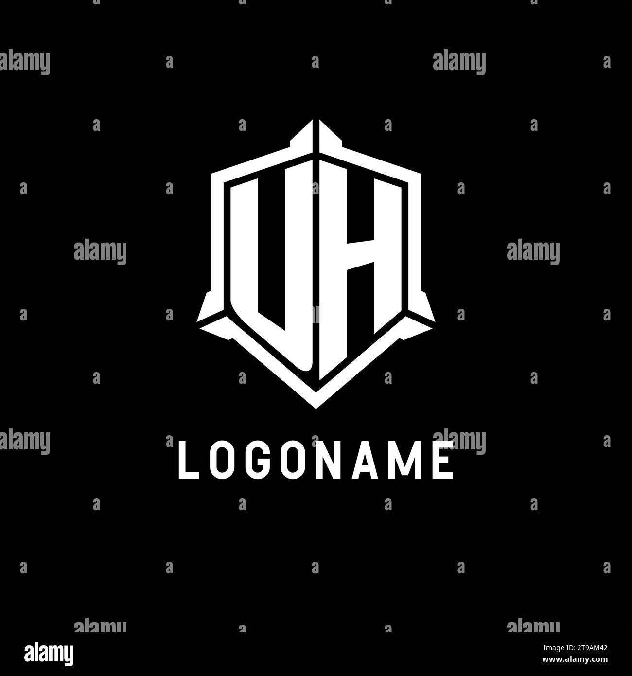 UH logo initial with shield shape design style vector graphic Stock ...