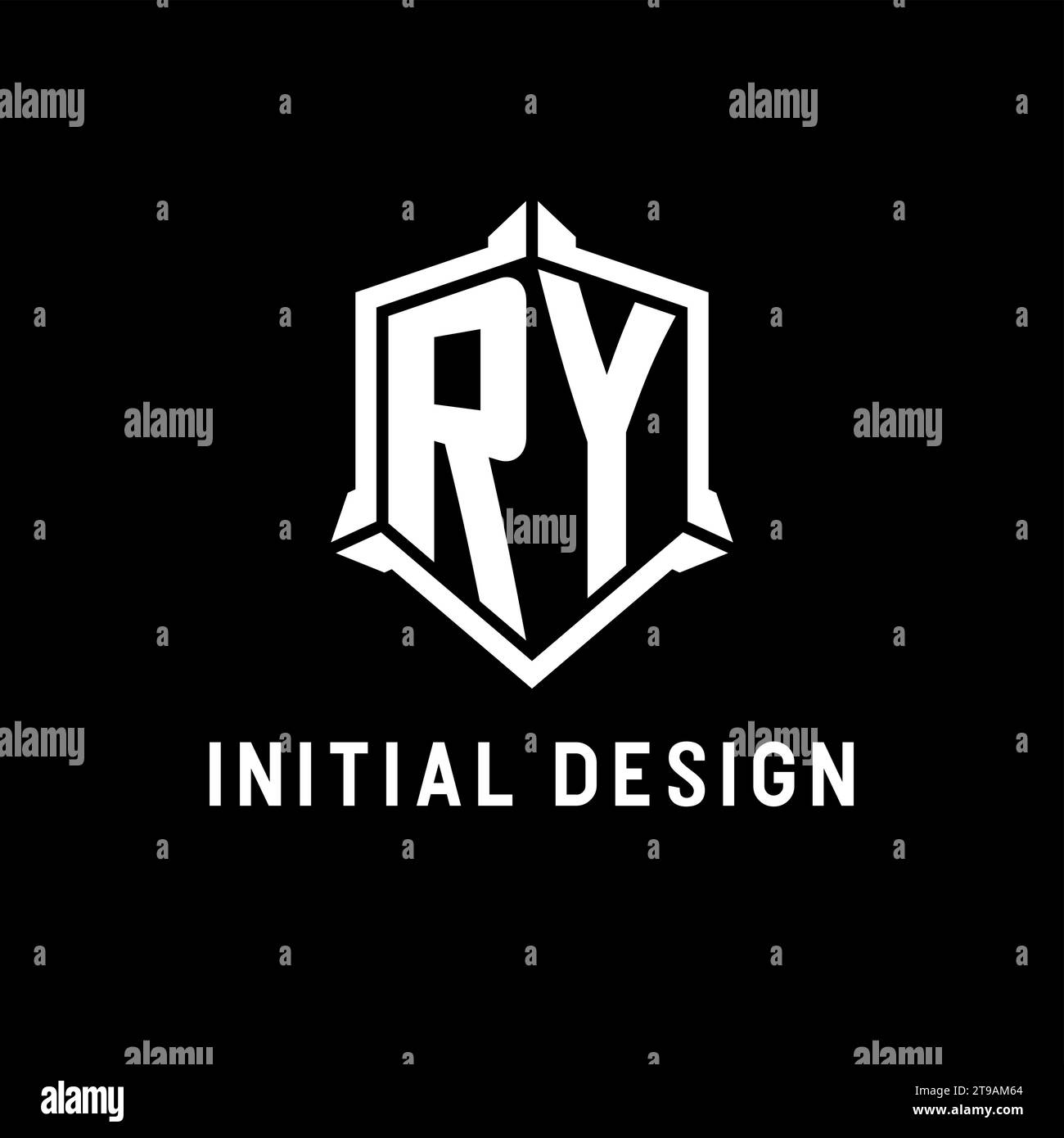 RY logo initial with shield shape design style vector graphic Stock ...