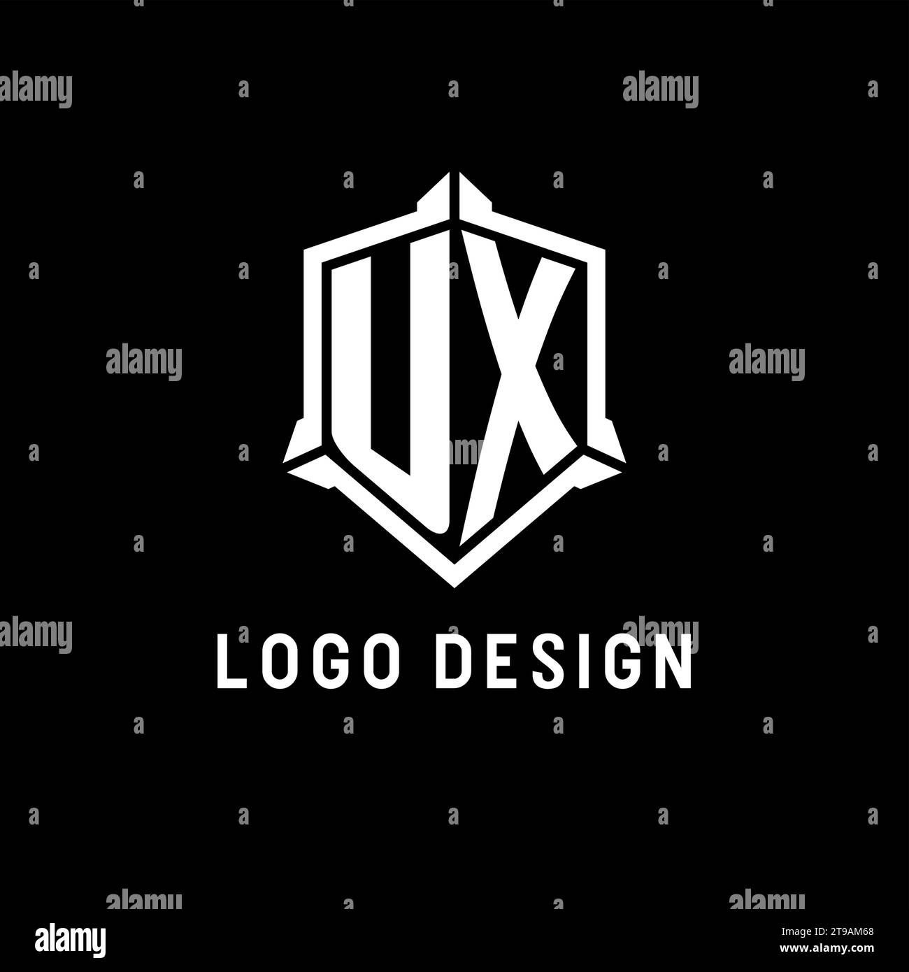 UX logo initial with shield shape design style vector graphic Stock Vector Image & Art - Alamy