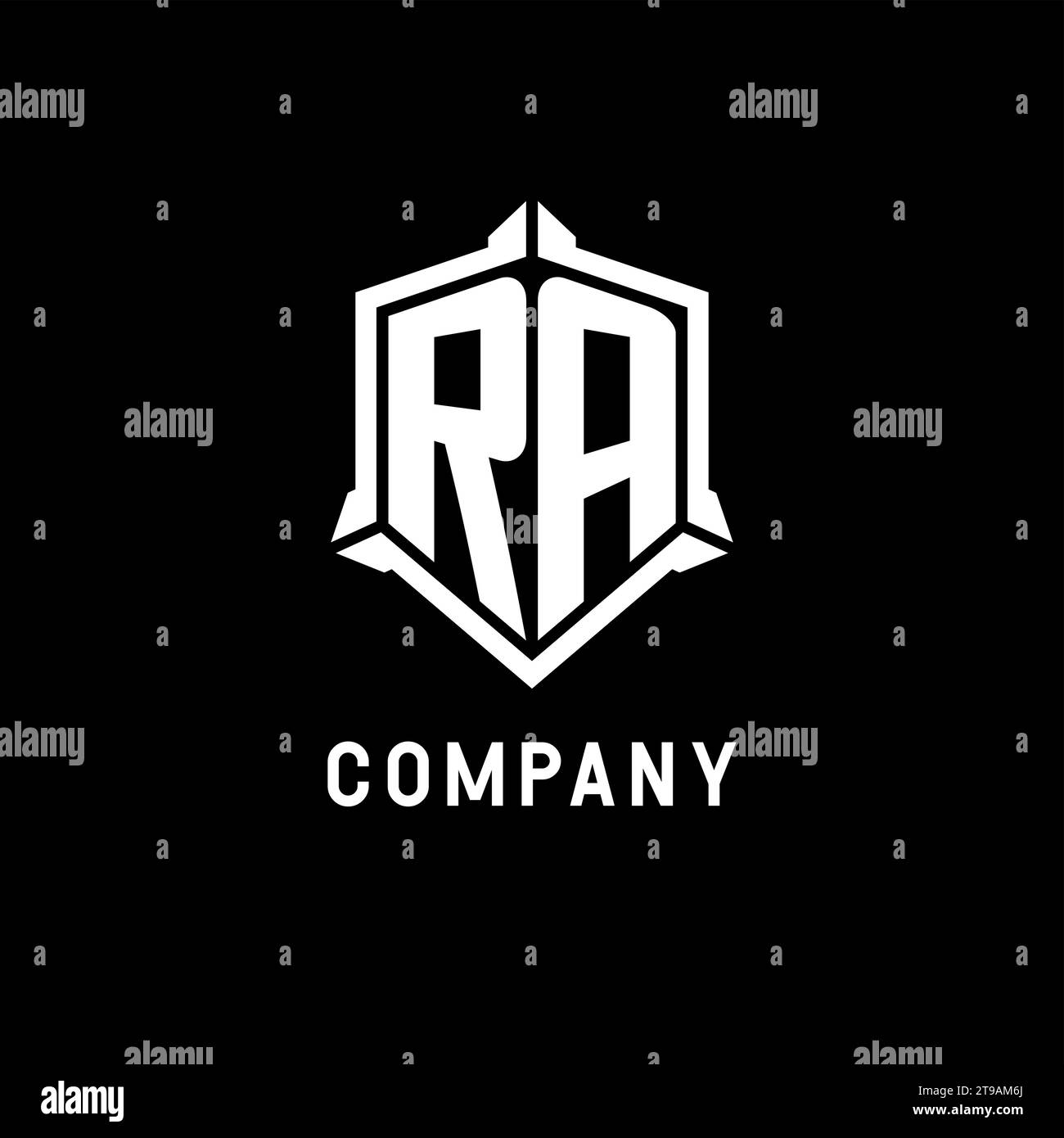 RA logo initial with shield shape design style vector graphic Stock ...