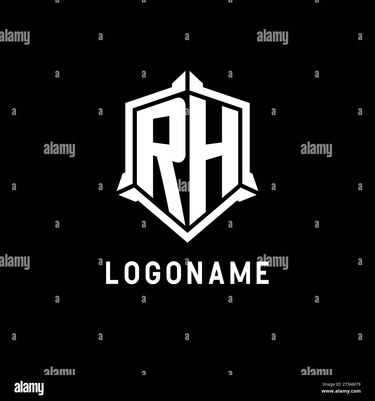 RH logo initial with shield shape design style vector graphic Stock Vector Image & Art - Alamy