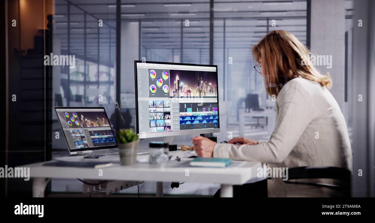 Computer Photo Editing for Video Production and PC Picture Stock Photo ...