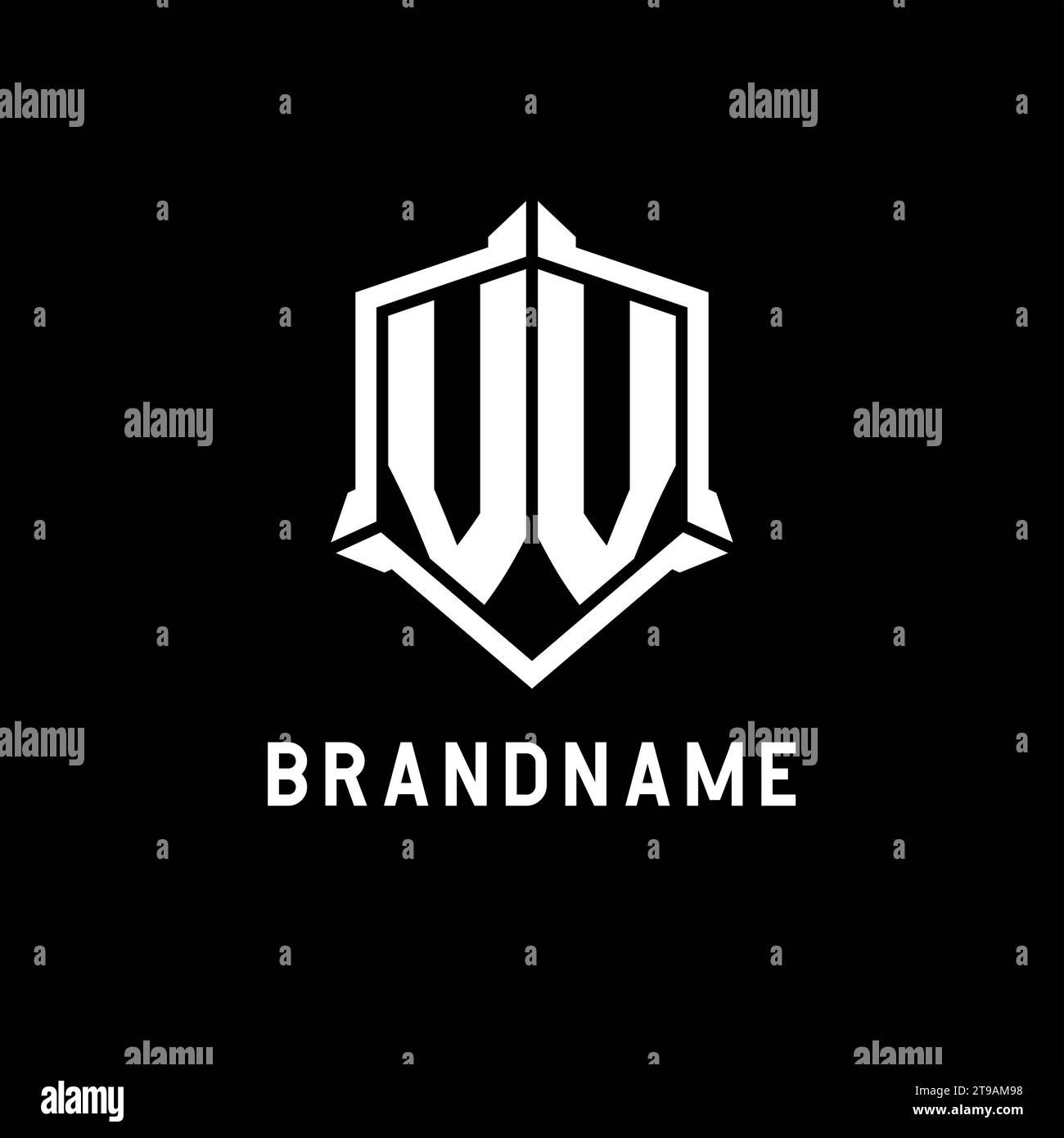 VV logo initial with shield shape design style vector graphic Stock ...