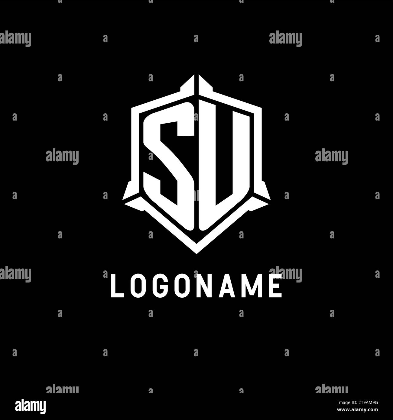 SU logo initial with shield shape design style vector graphic Stock ...