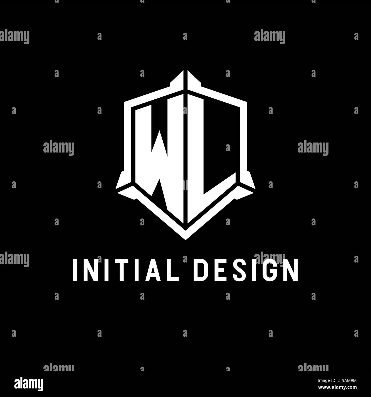WL logo initial with shield shape design style vector graphic Stock ...
