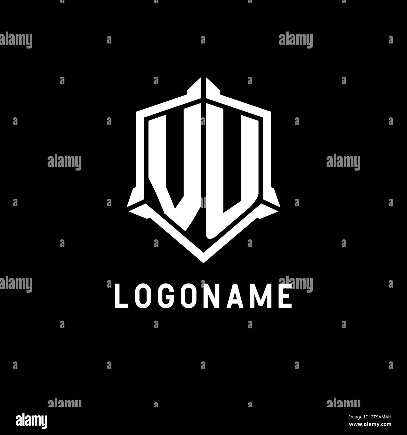 VU logo initial with shield shape design style vector graphic Stock ...