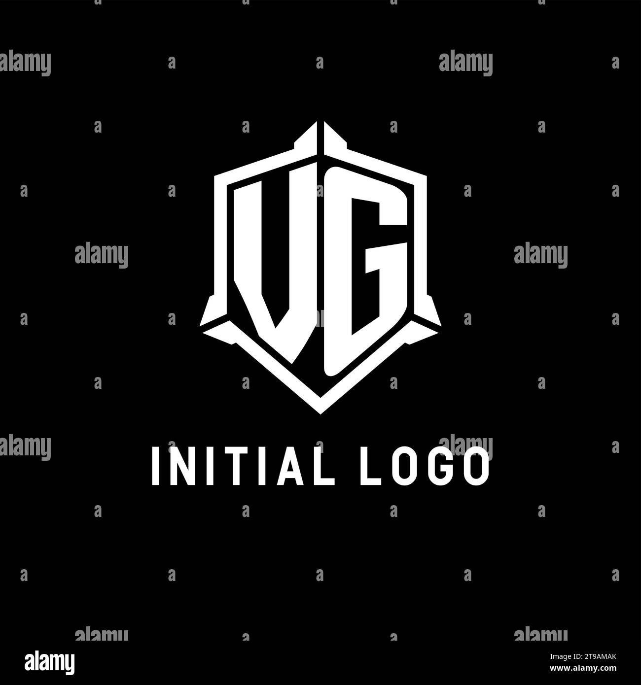 VG logo initial with shield shape design style vector graphic Stock ...